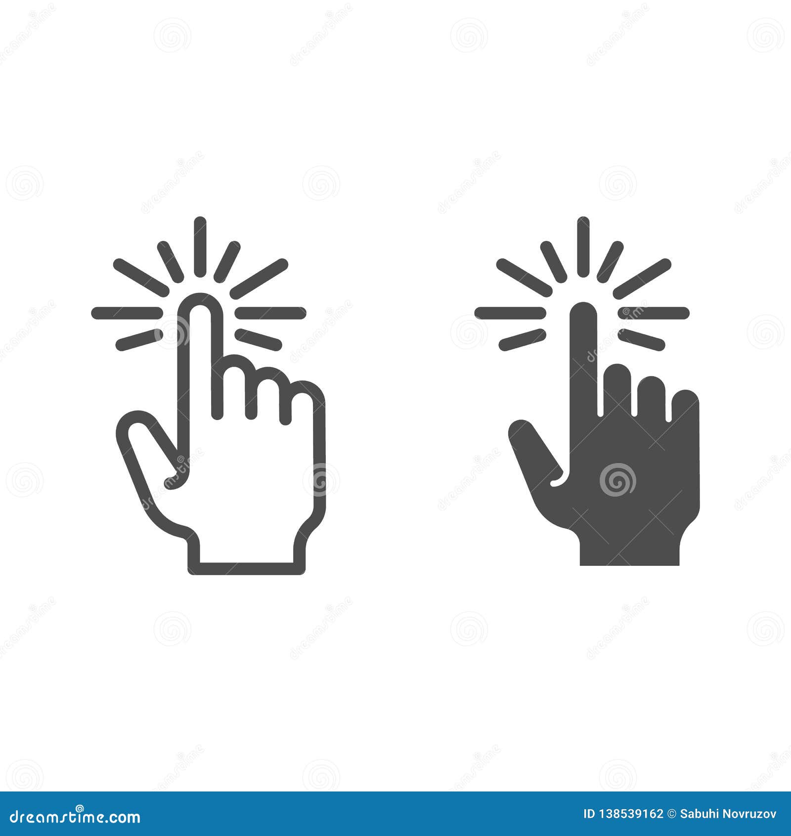 Touch Line and Glyph Icon. Cursor Vector Illustration Isolated on White ...