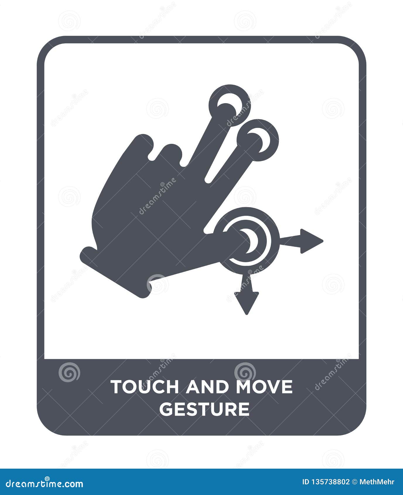 Touch and Move Gesture Icon in Trendy Design Style. Touch and Move ...