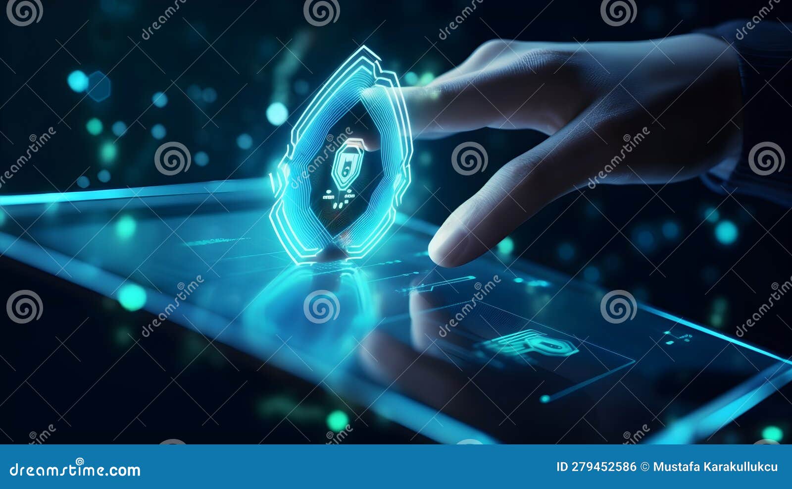 Touch of Protection: Human Interaction with Cyber Security Shield Stock ...