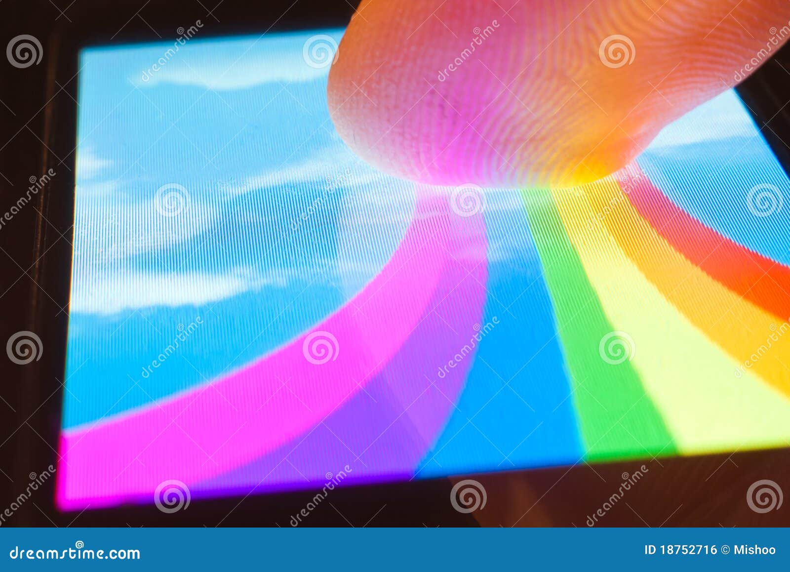 Touch rainbow stock photo. Image of screen, technology - 18752716