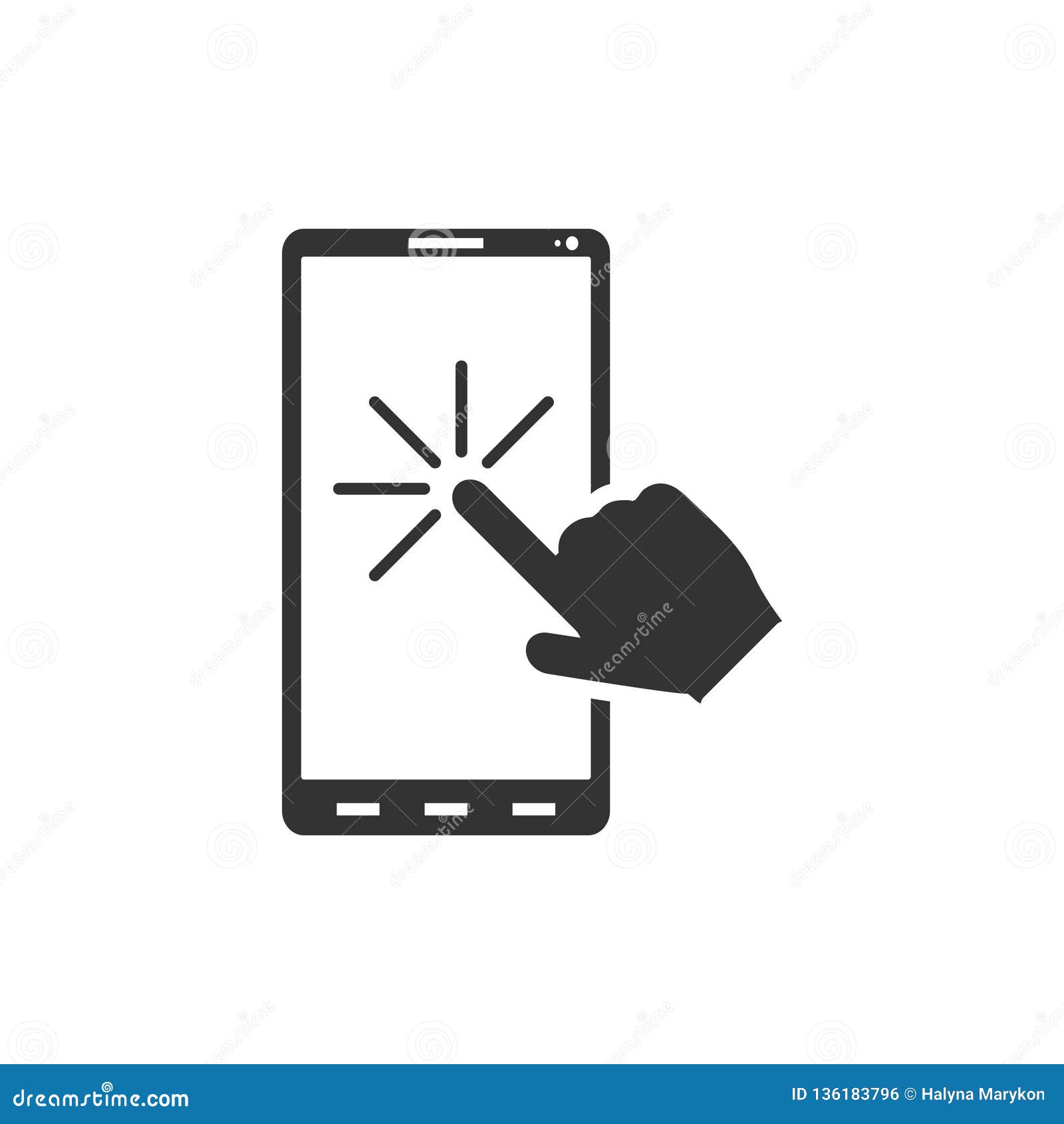 Touch screen icon flat stock vector. Illustration of icon - 136183796