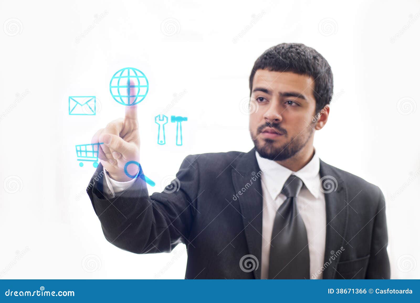 Touch Screen business man stock photo. Image of commerce - 38671366