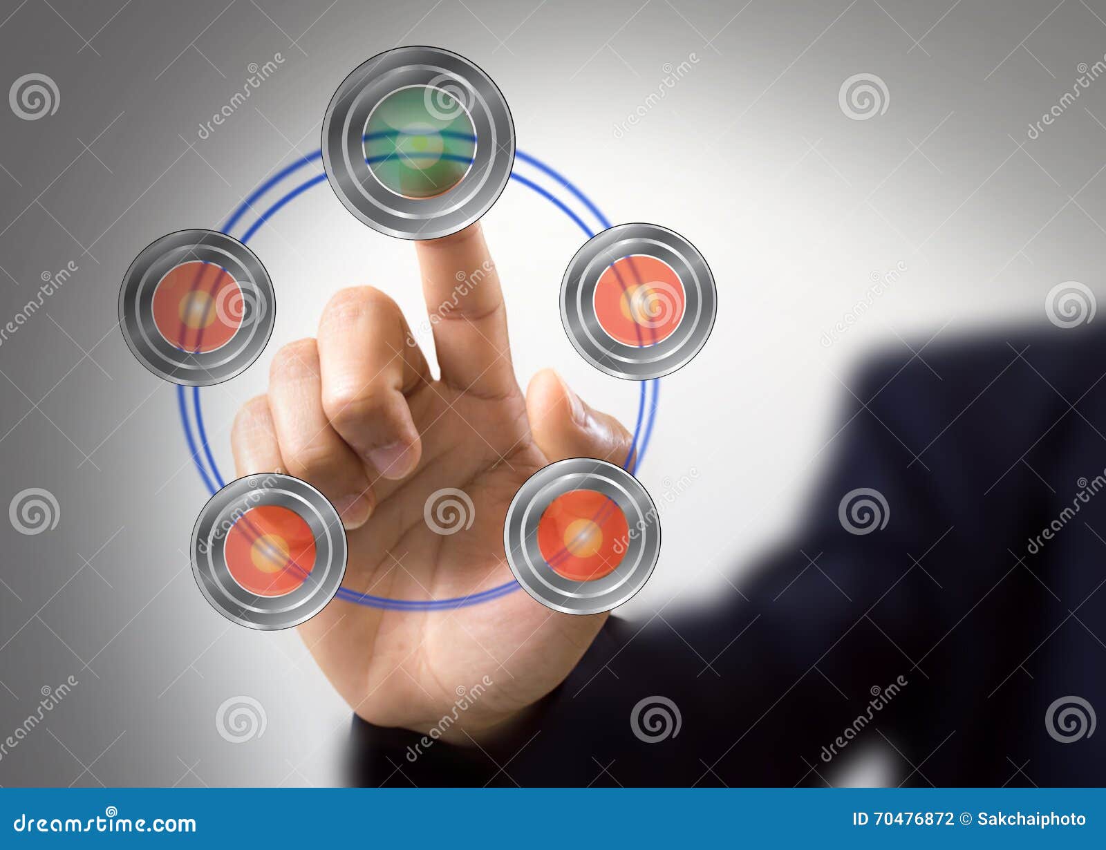Touch Screen Concept and Businessman Push Button Stock Photo - Image of ...