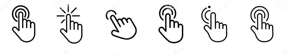 Touch Screen Finger Hand Press Push Icon Vector Stock Illustration ...