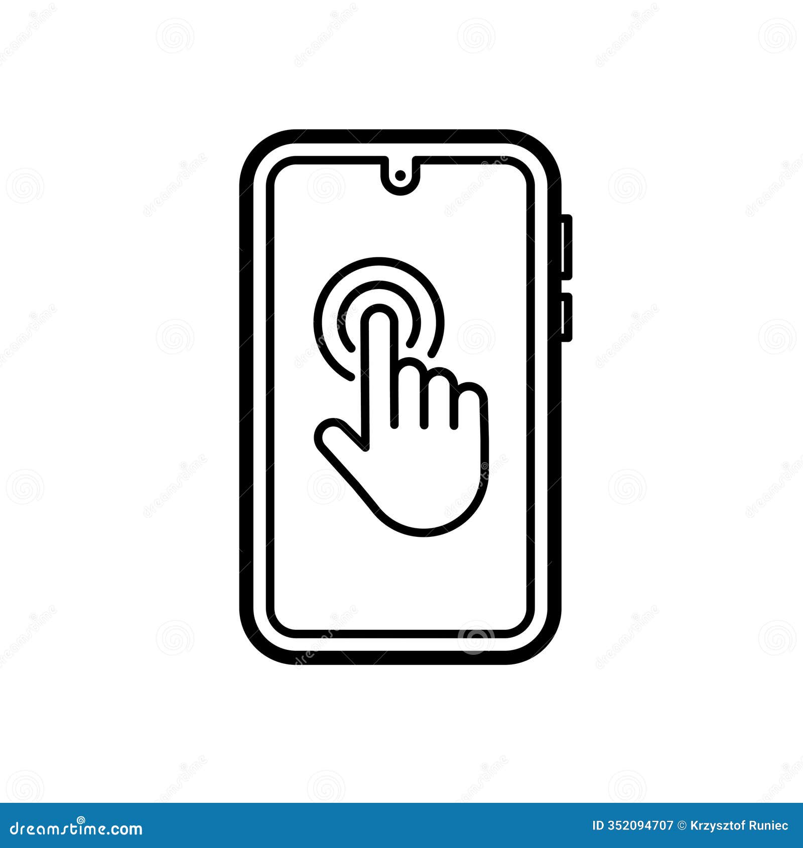 Touch Screen Finger Hand Press Push Icon Vector Stock Illustration ...