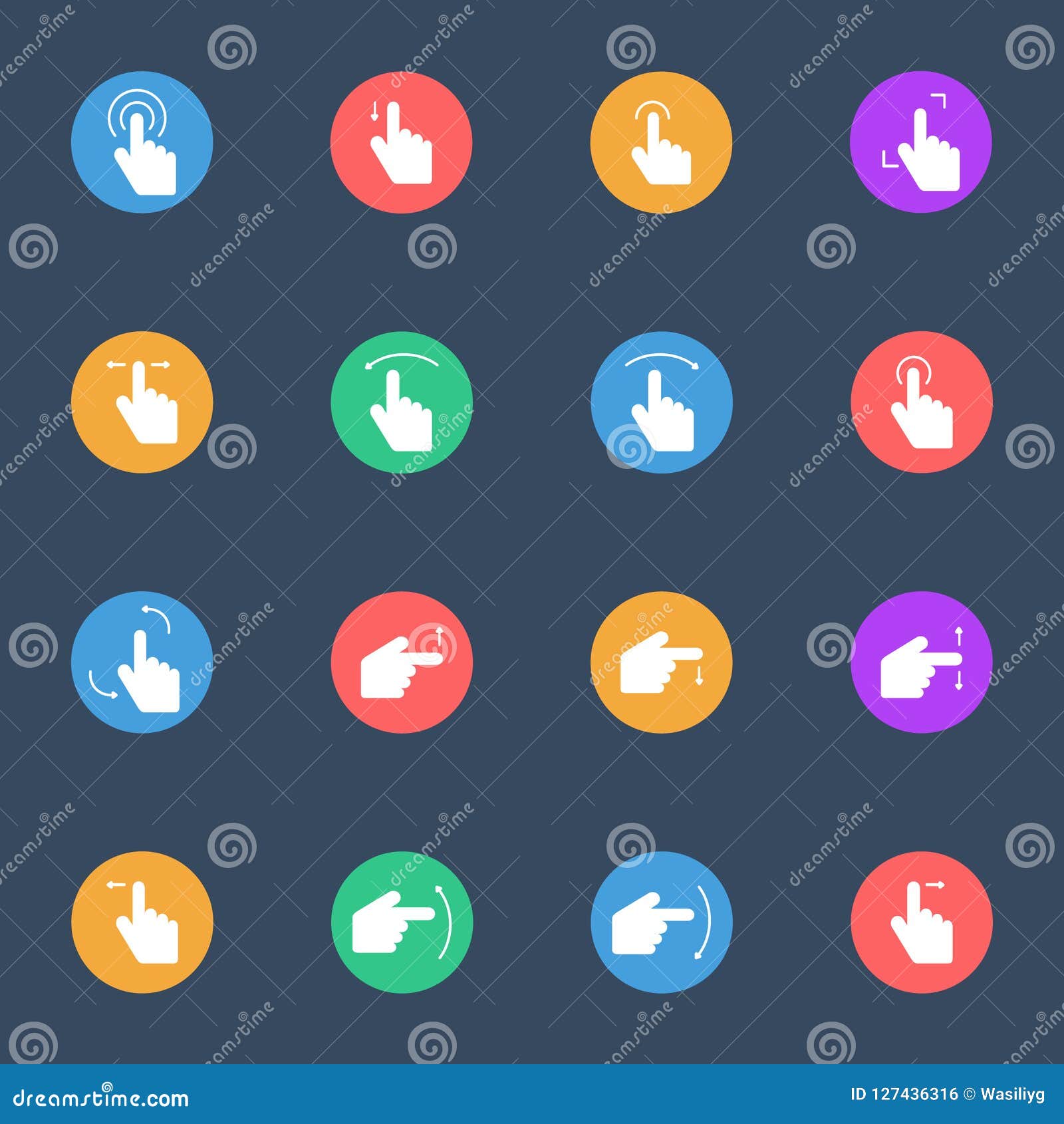 Touch Screen Flat Icons Set of 16 Stock Vector - Illustration of ...