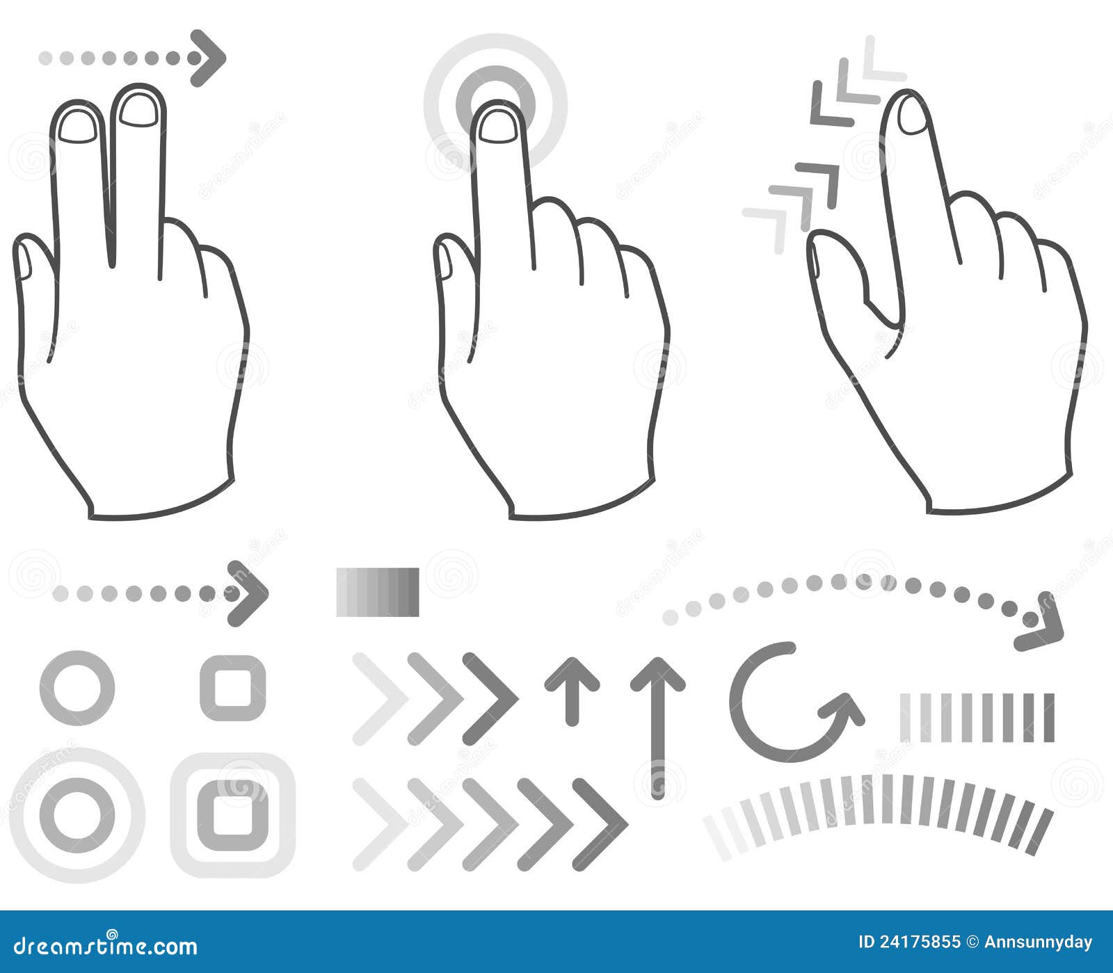 Touch Screen Gesture Hand Signs Stock Vector - Illustration of symbol ...