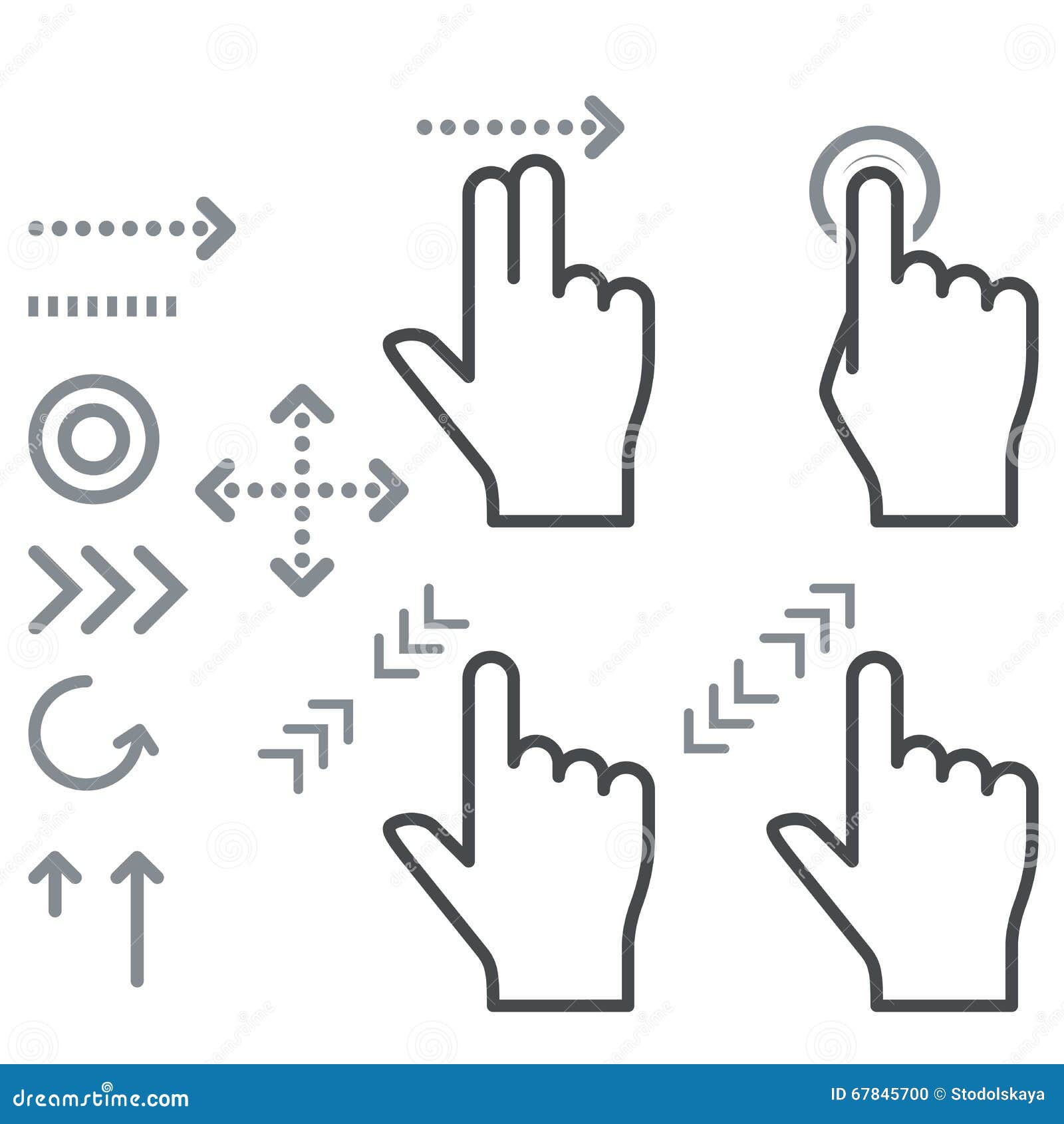 Hand Signs Lineart Minimal Vector Iconset On Multicolor Checkered ...