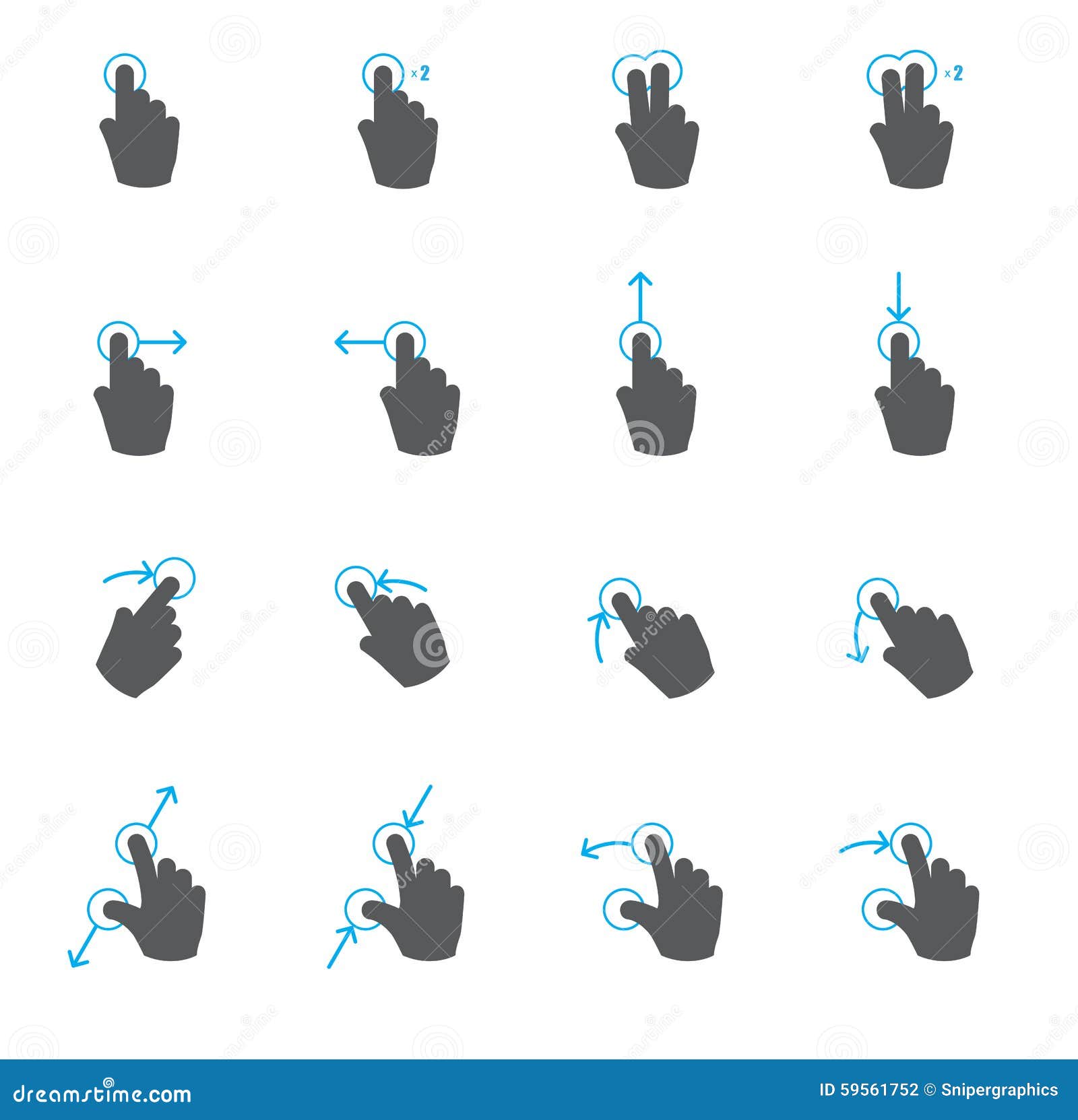 Touch screen gestures stock vector. Illustration of computer - 59561752