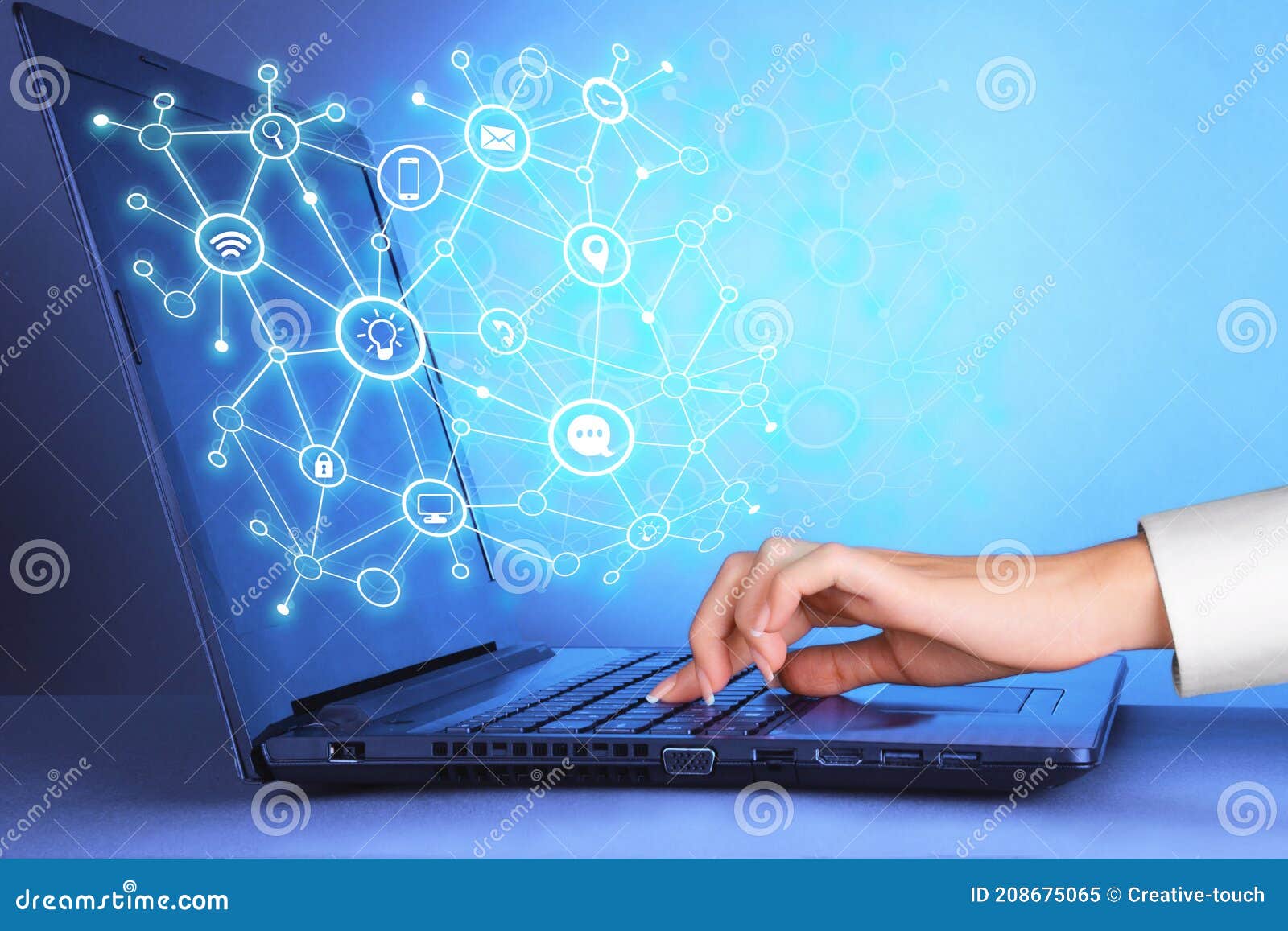 Touch Screen Graph on Computer Stock Image - Image of woman, tablet ...