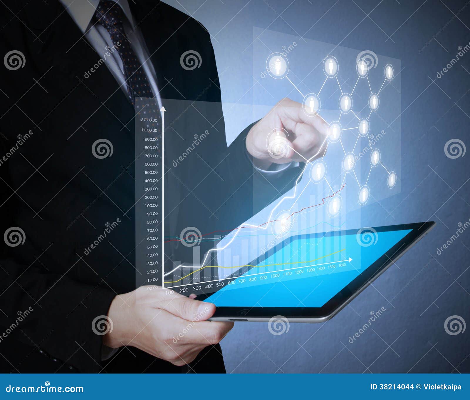 Touch Screen Graph on Tablet in Hands Stock Photo - Image of analyzing ...