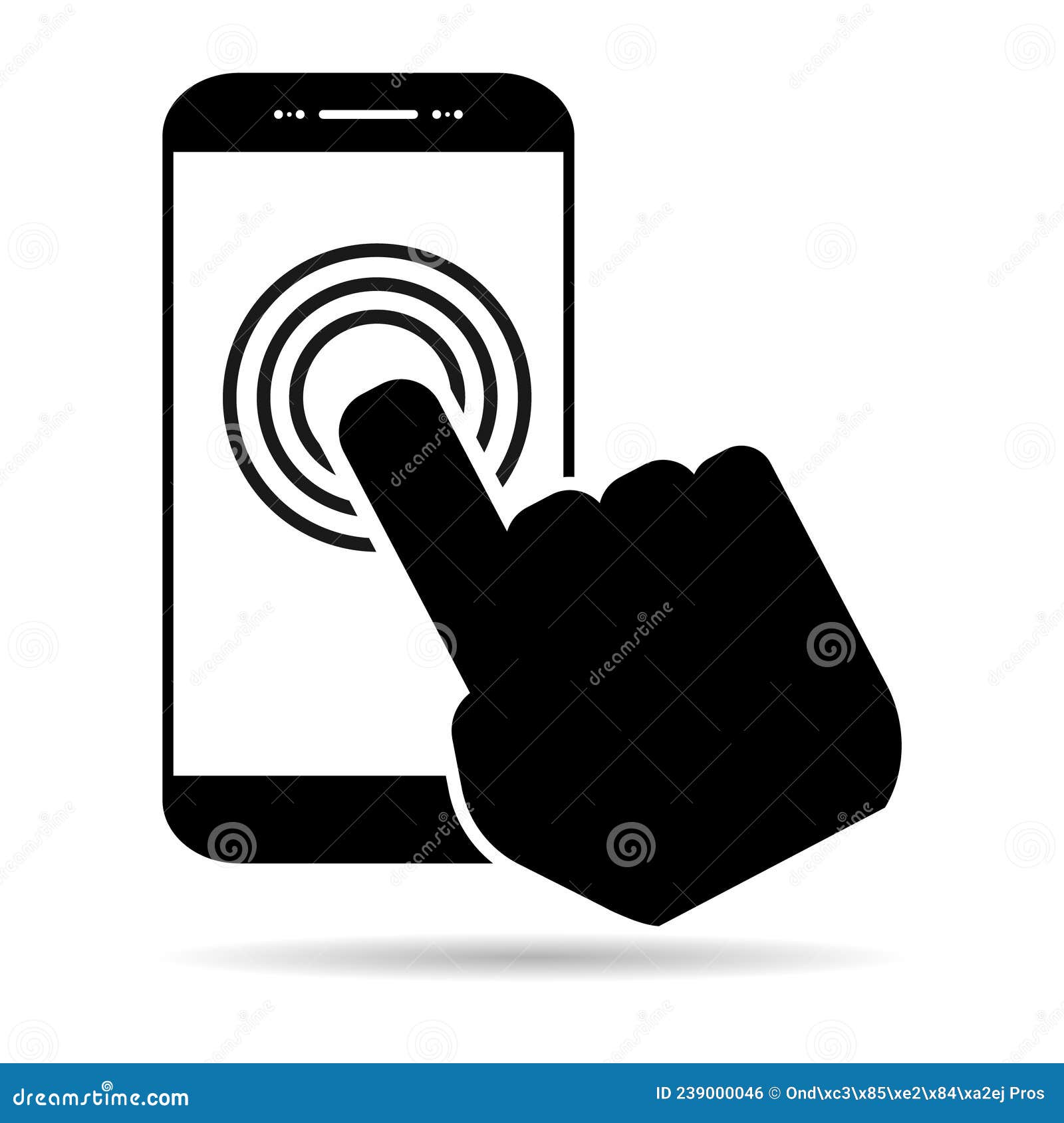 Touch Screen with Hand with Shadow - Finger, Cursor Flat Technology ...