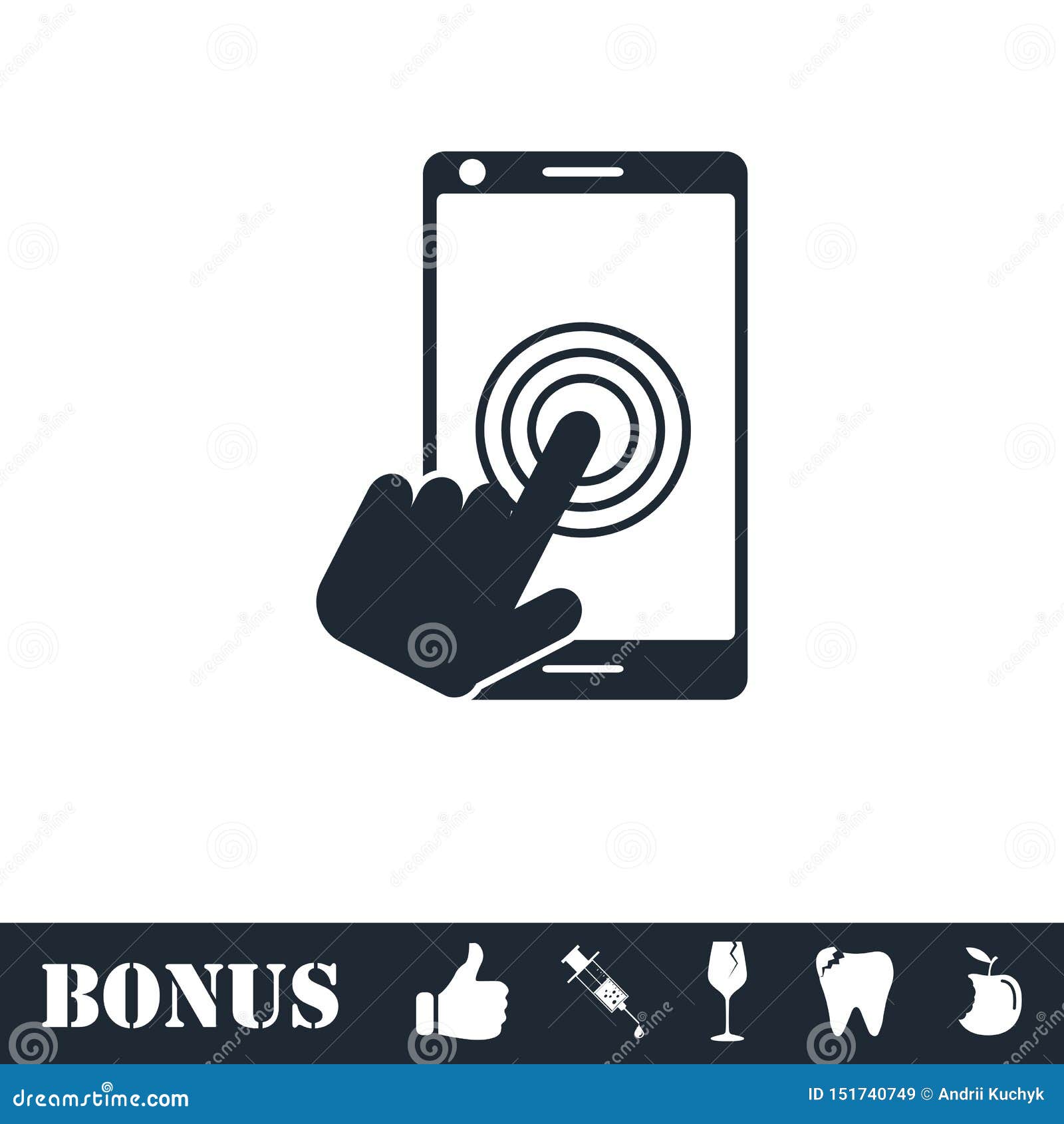 Touch screen icon flat stock vector. Illustration of finger - 151740749