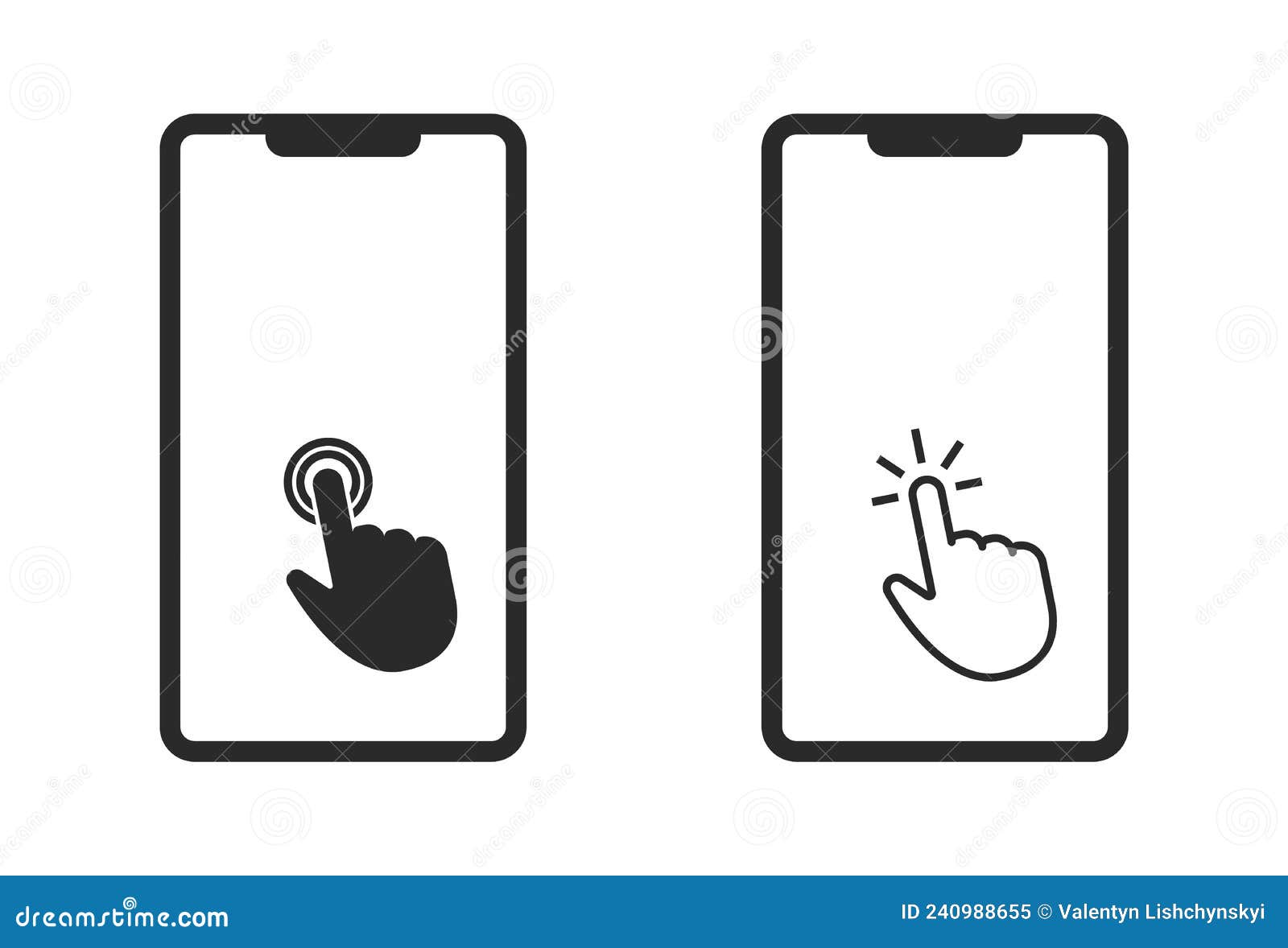 Touch Screen Icon. Smartphone with Hand Click. Vector Illustration ...