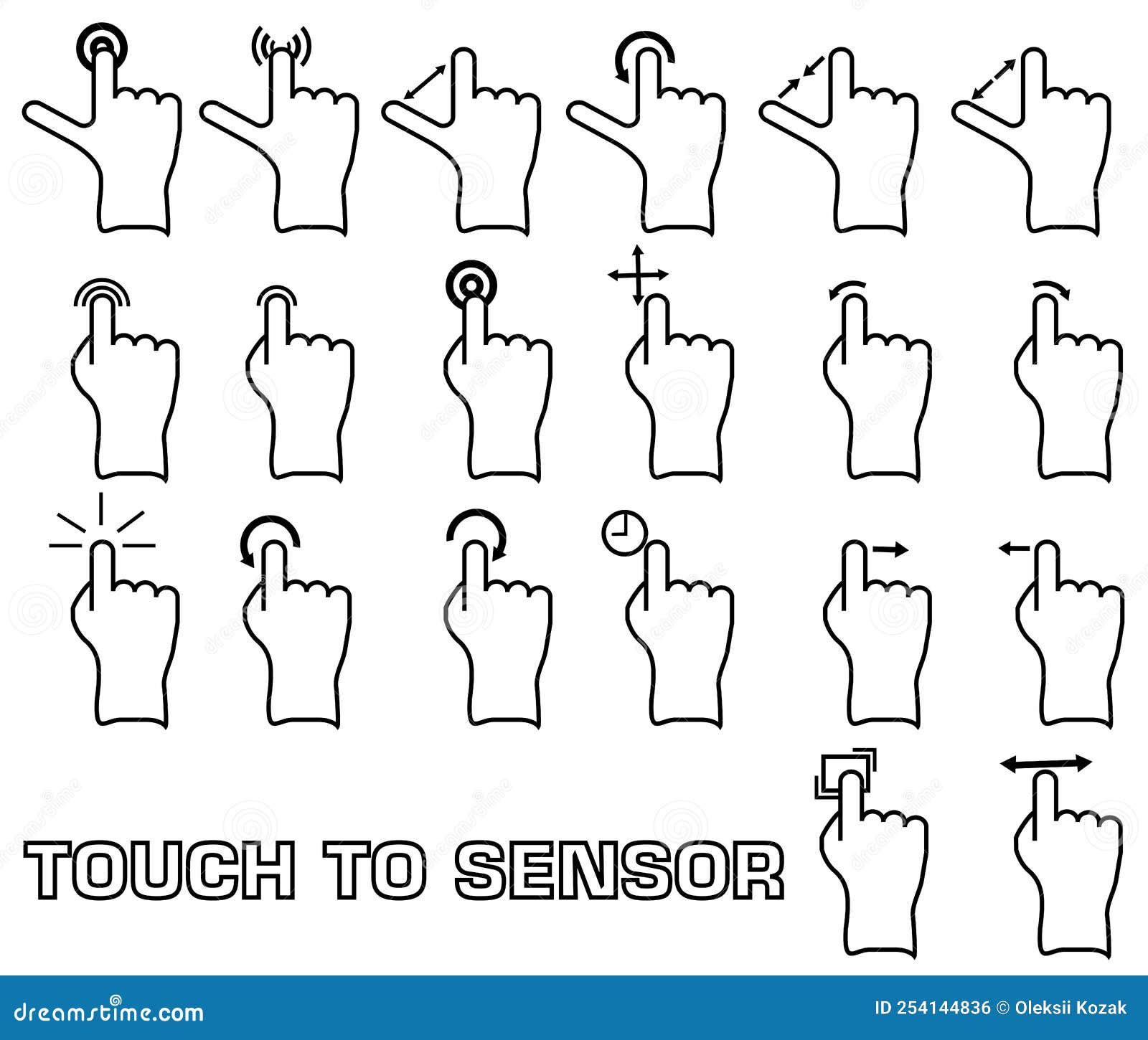 Collection of Touch Screen Gestures. Vector Graphics Stock Vector ...