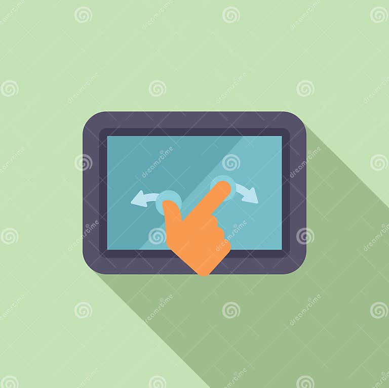 Flat Design Vector Illustration of a Hand Interacting with a Digital ...