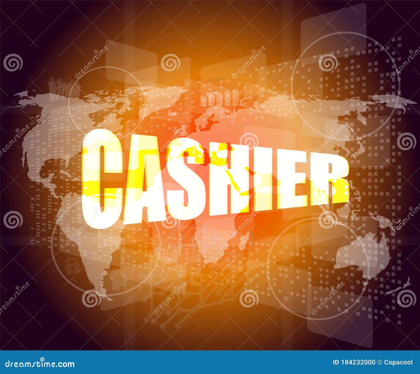 Touch Screen Interface with Cashier Word Stock Illustration ...