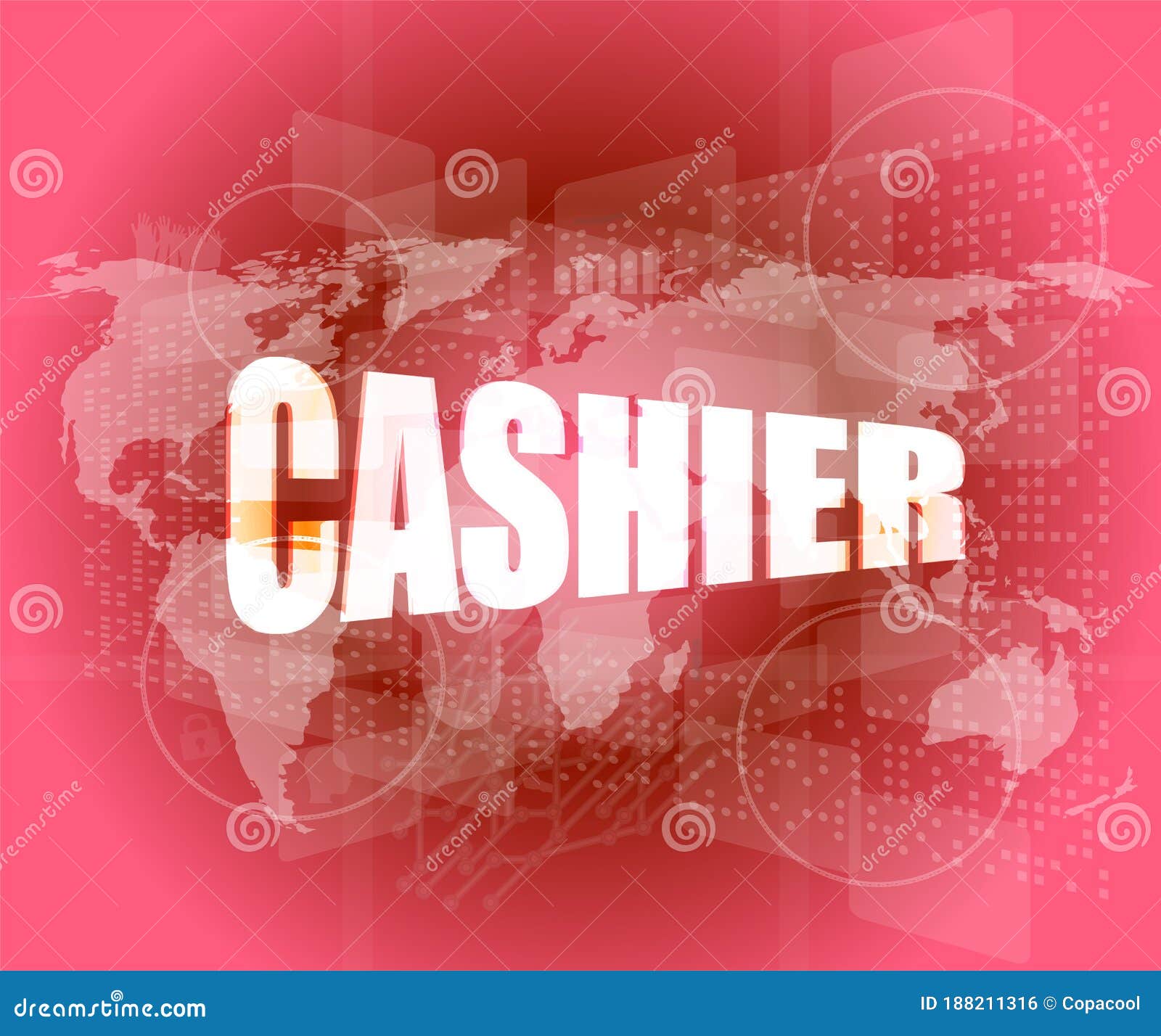 Touch Screen Interface with Cashier Word Stock Illustration ...