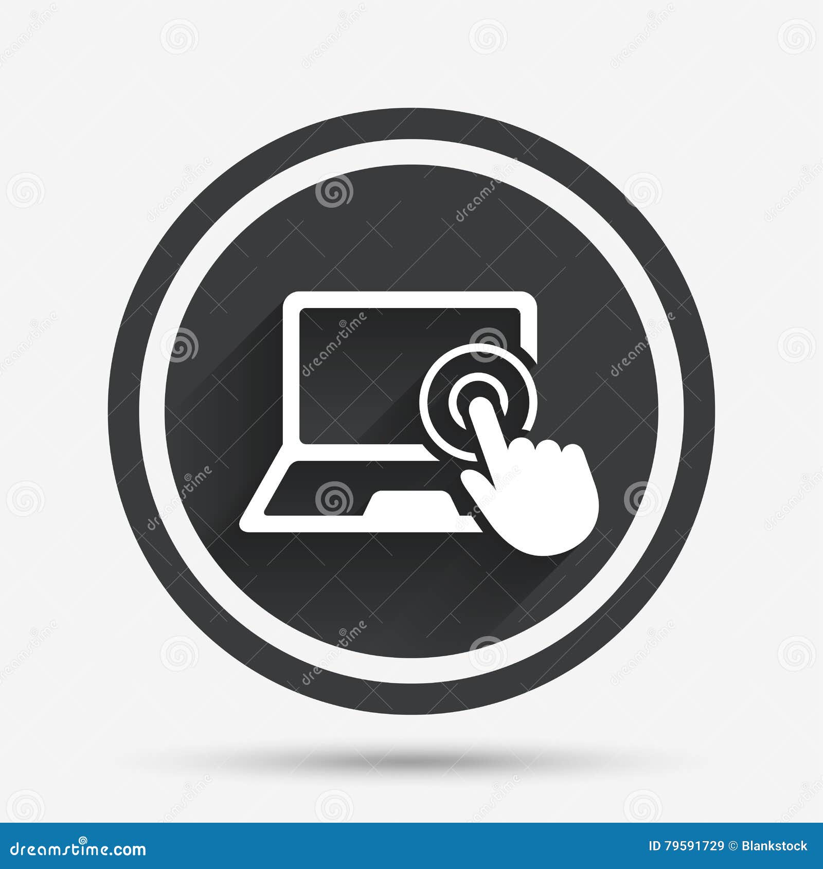 Touch Screen Laptop Sign. Hand Pointer Symbol. Stock Vector ...
