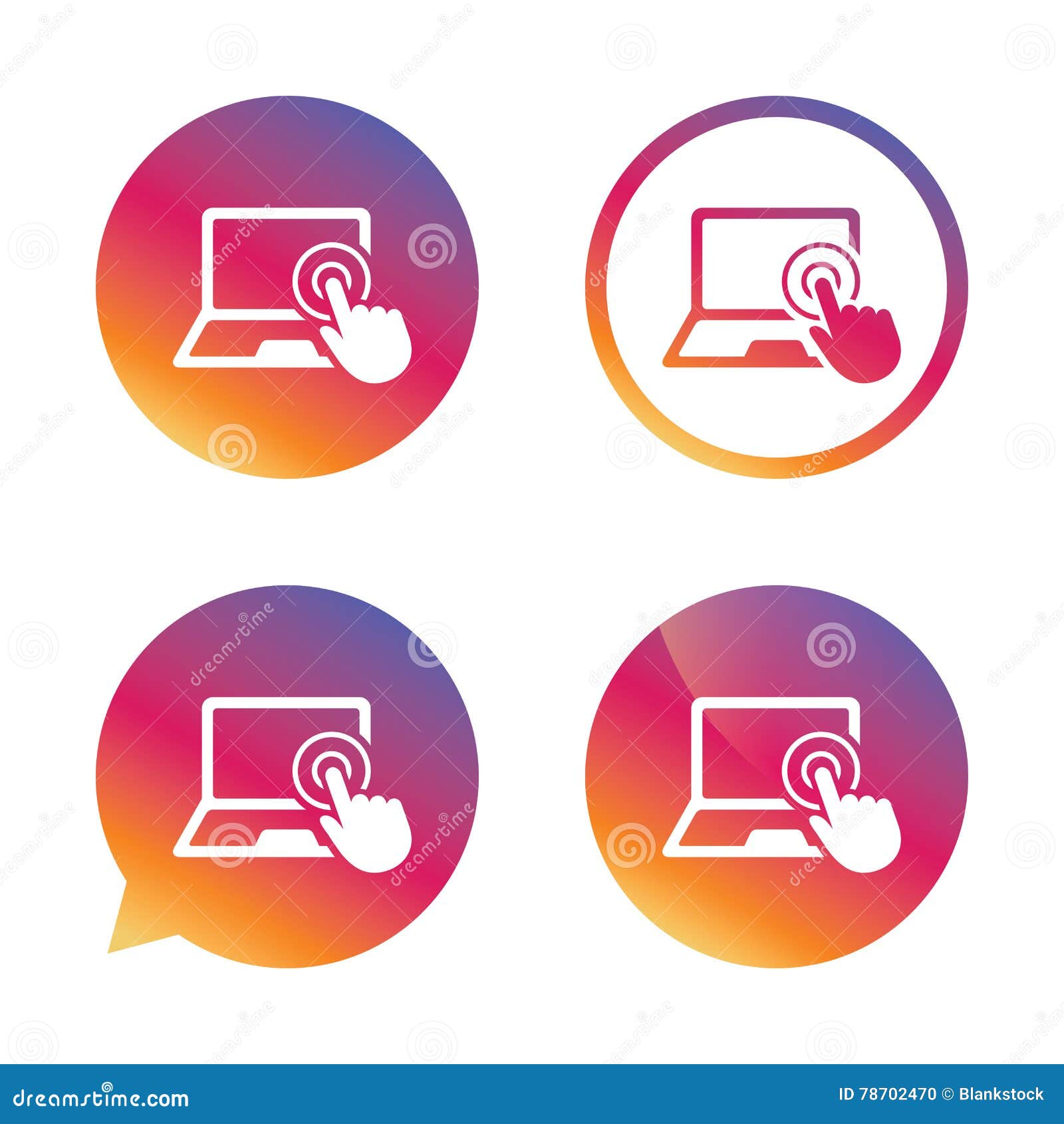Touch Screen Laptop Sign. Hand Pointer Symbol. Stock Vector ...