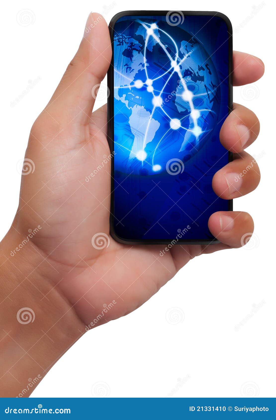 Touch Screen Mobile Phone with Streaming Images Stock Photo - Image of ...
