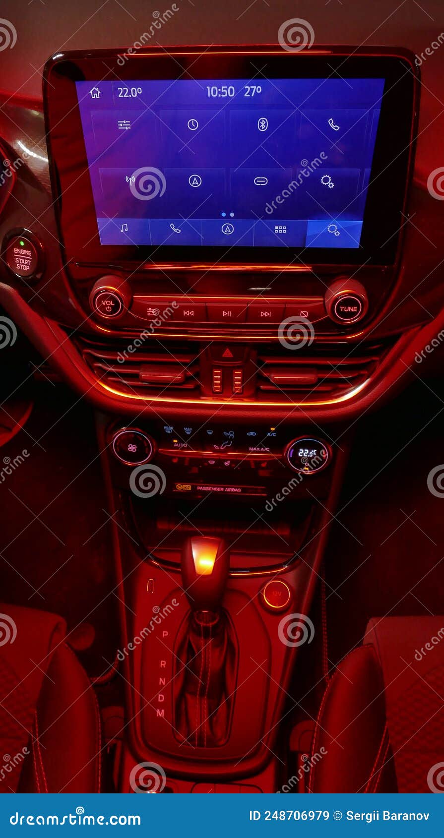 Touch Screen Monitor with Digital Menu Interface on a Central Car Panel ...