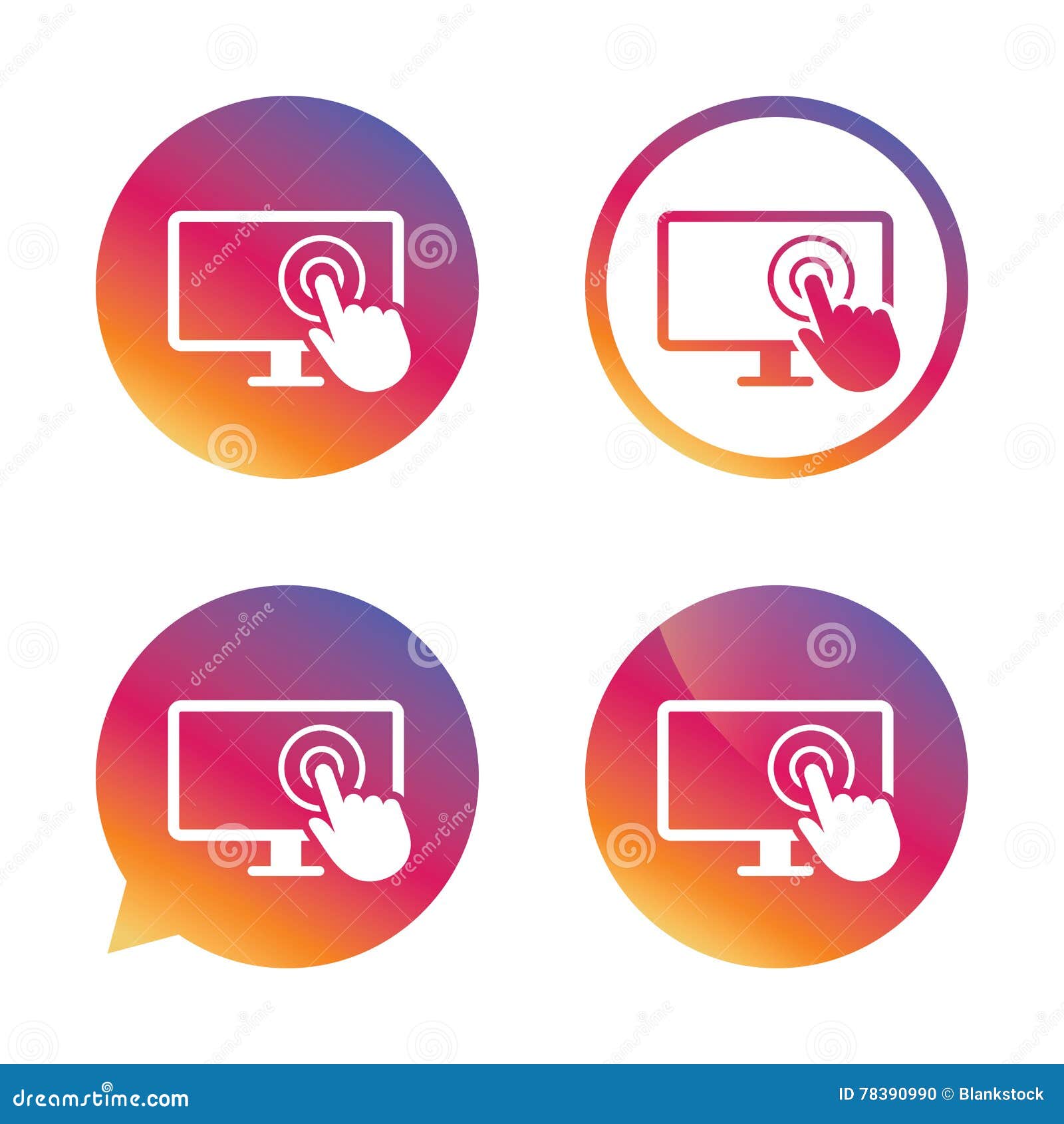 Touch Screen Monitor Sign Icon. Hand Pointer. Stock Vector ...