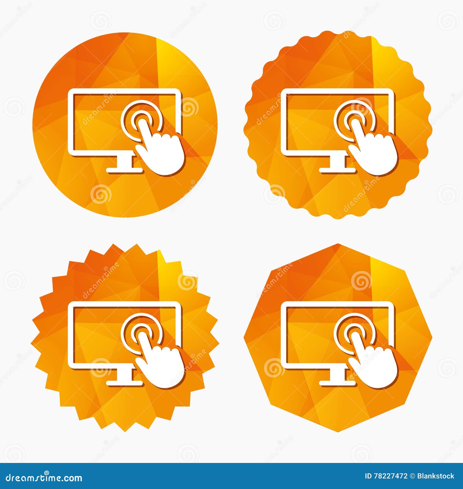 Touch Screen Monitor Sign Icon. Hand Pointer. Stock Illustration ...