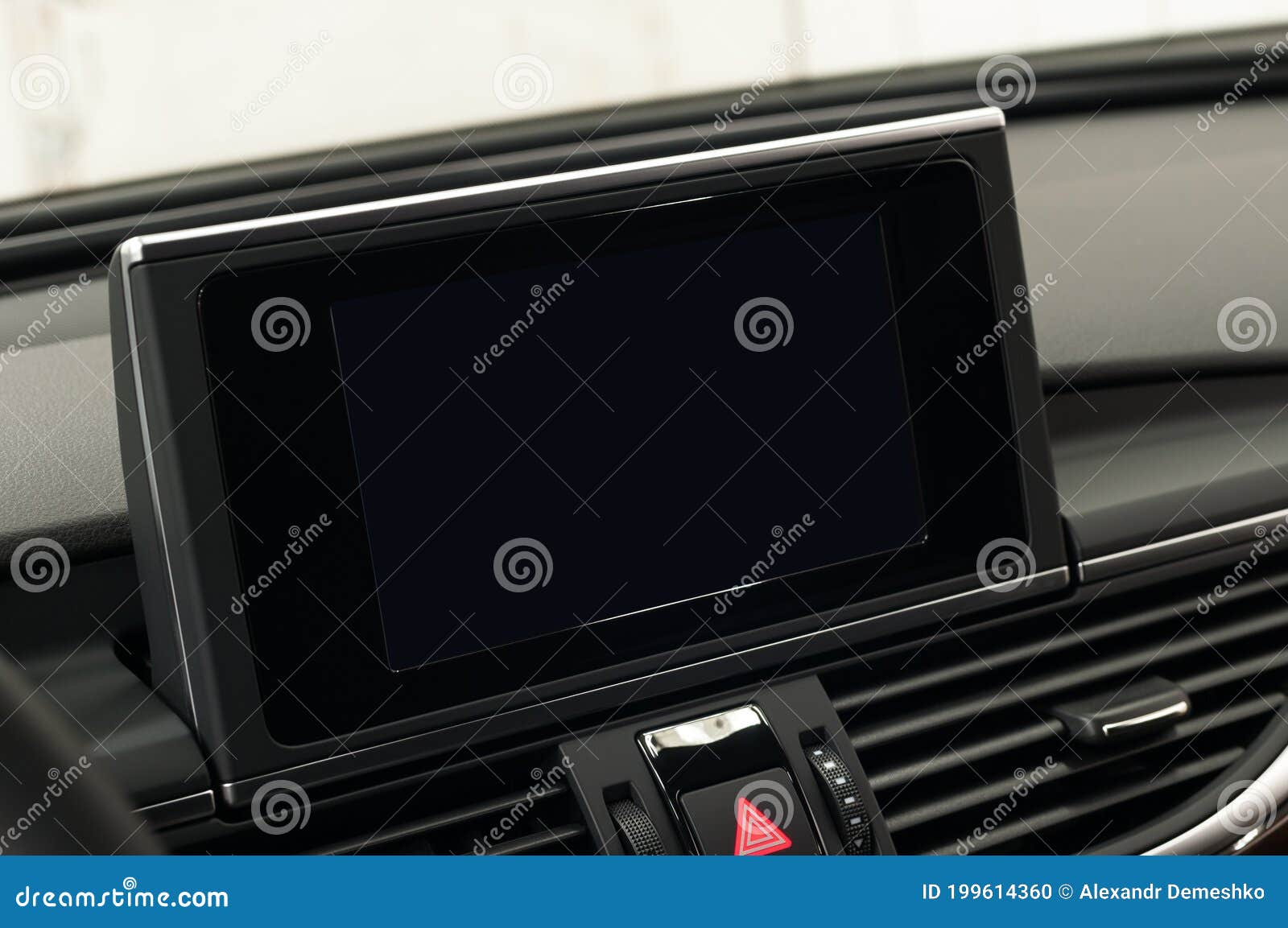 Touch Screen Multimedia in Modern Car. Stock Photo - Image of dark ...
