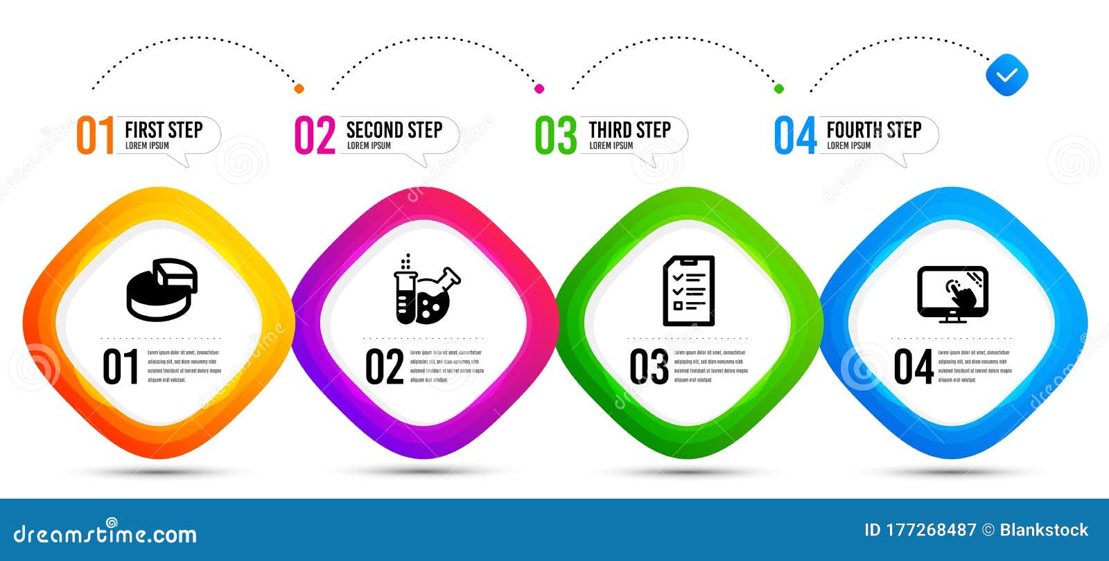Touch Screen, Pie Chart and Chemistry Lab Icons Set. Interview Sign ...