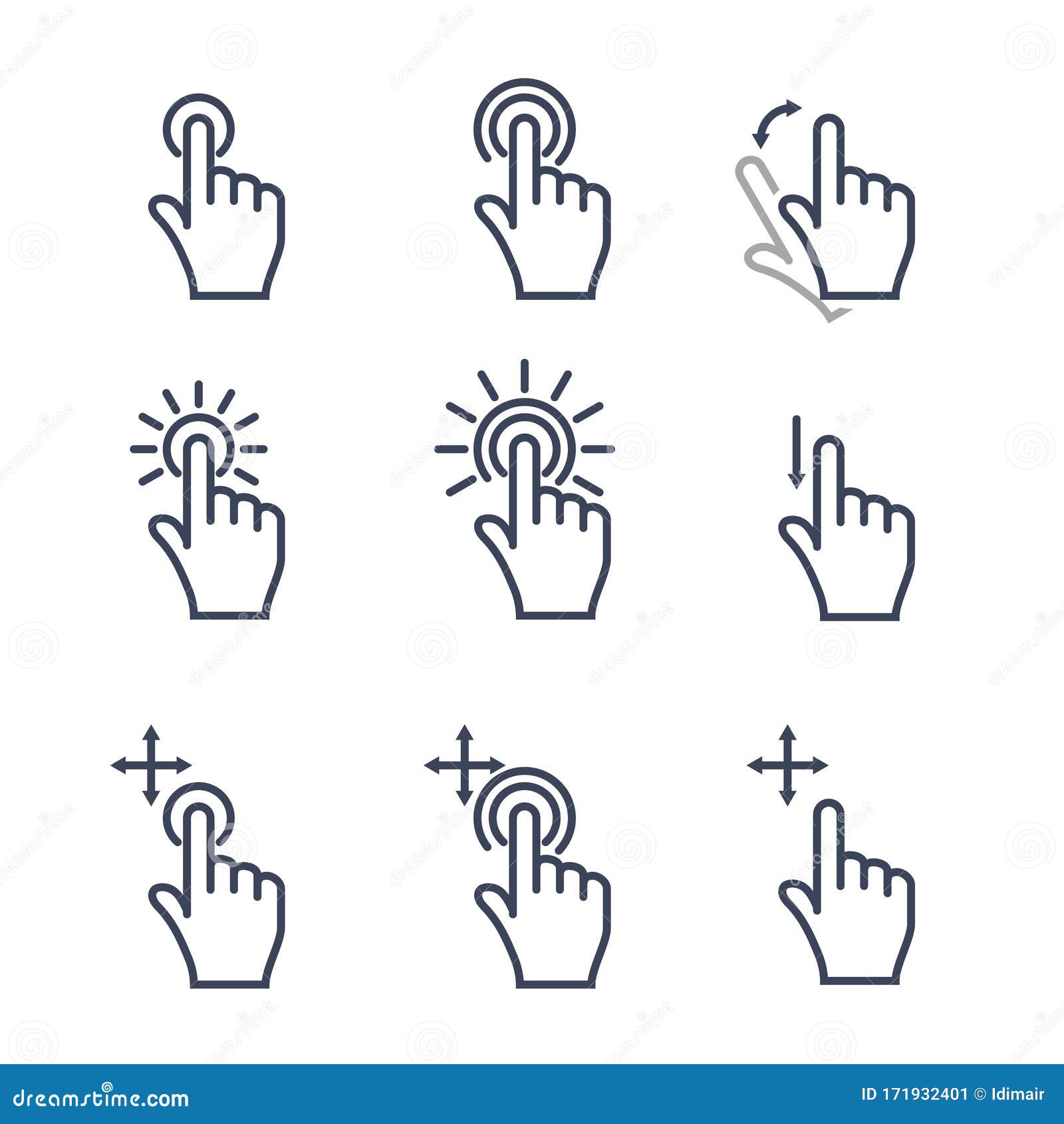 Touch Screen Sensor Symbols-pictogrammen Vector Vector Illustratie ...