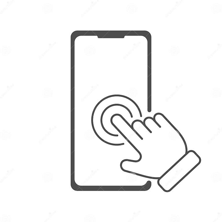 The Touch Screen of the Smartphone. Clicking Hand Icon, Context Menu ...