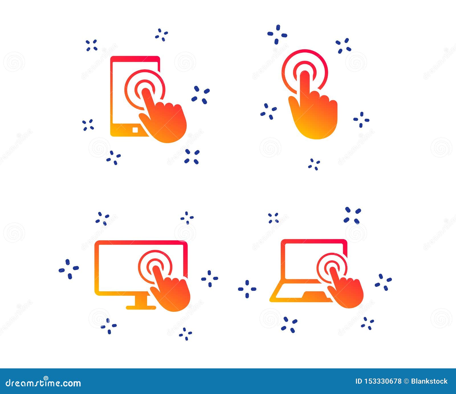 Touch Screen Smartphone. Hand Pointer Symbols. Vector Stock Vector ...