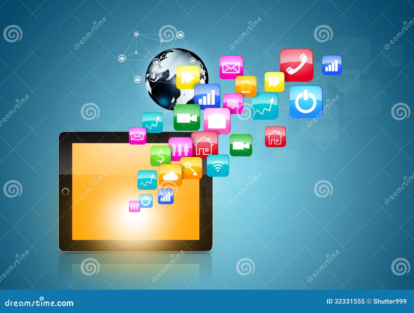 Touch Screen Tablet with Application Icons Stock Image - Image of ...