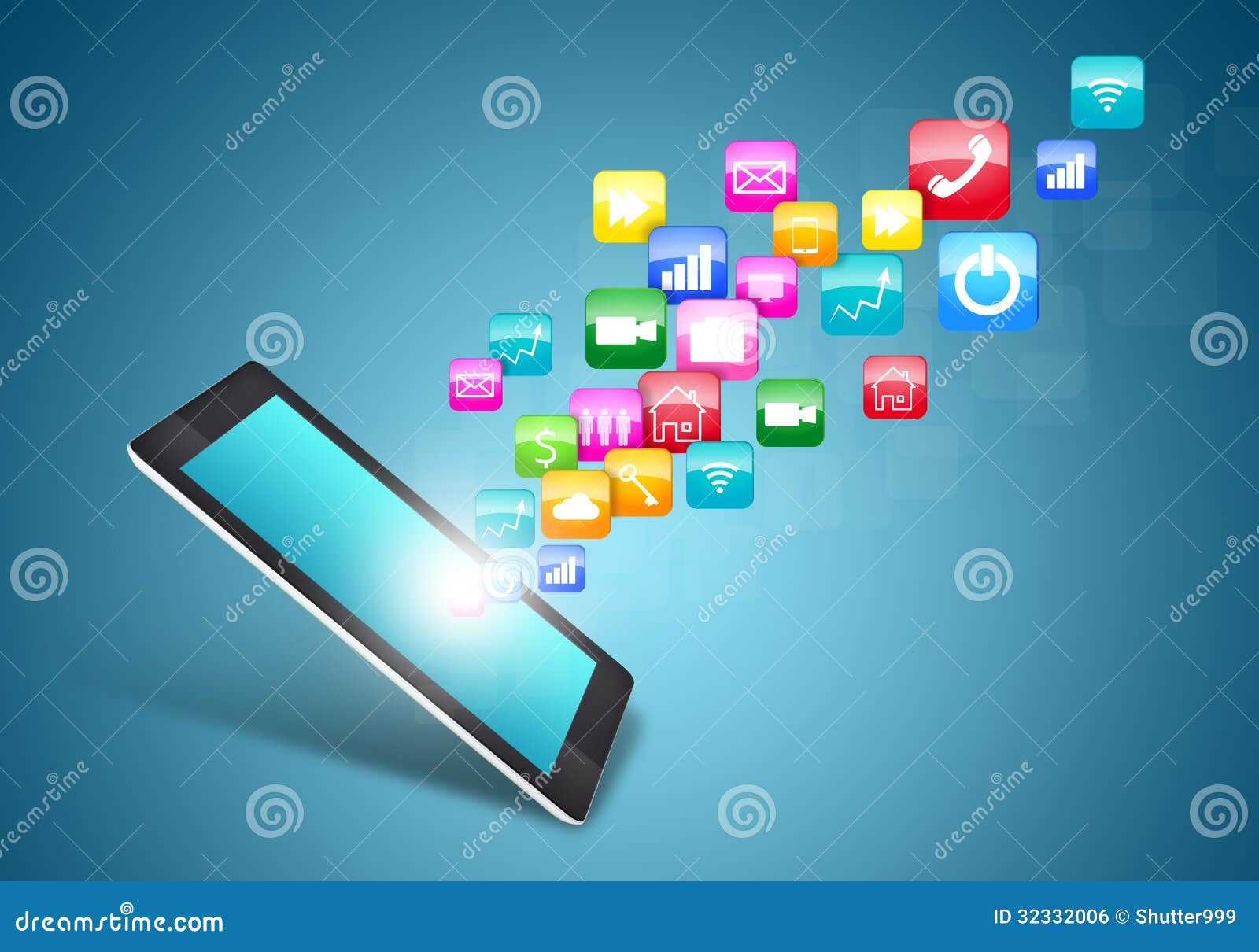 Touch Screen Tablet with Application Icons Stock Illustration ...