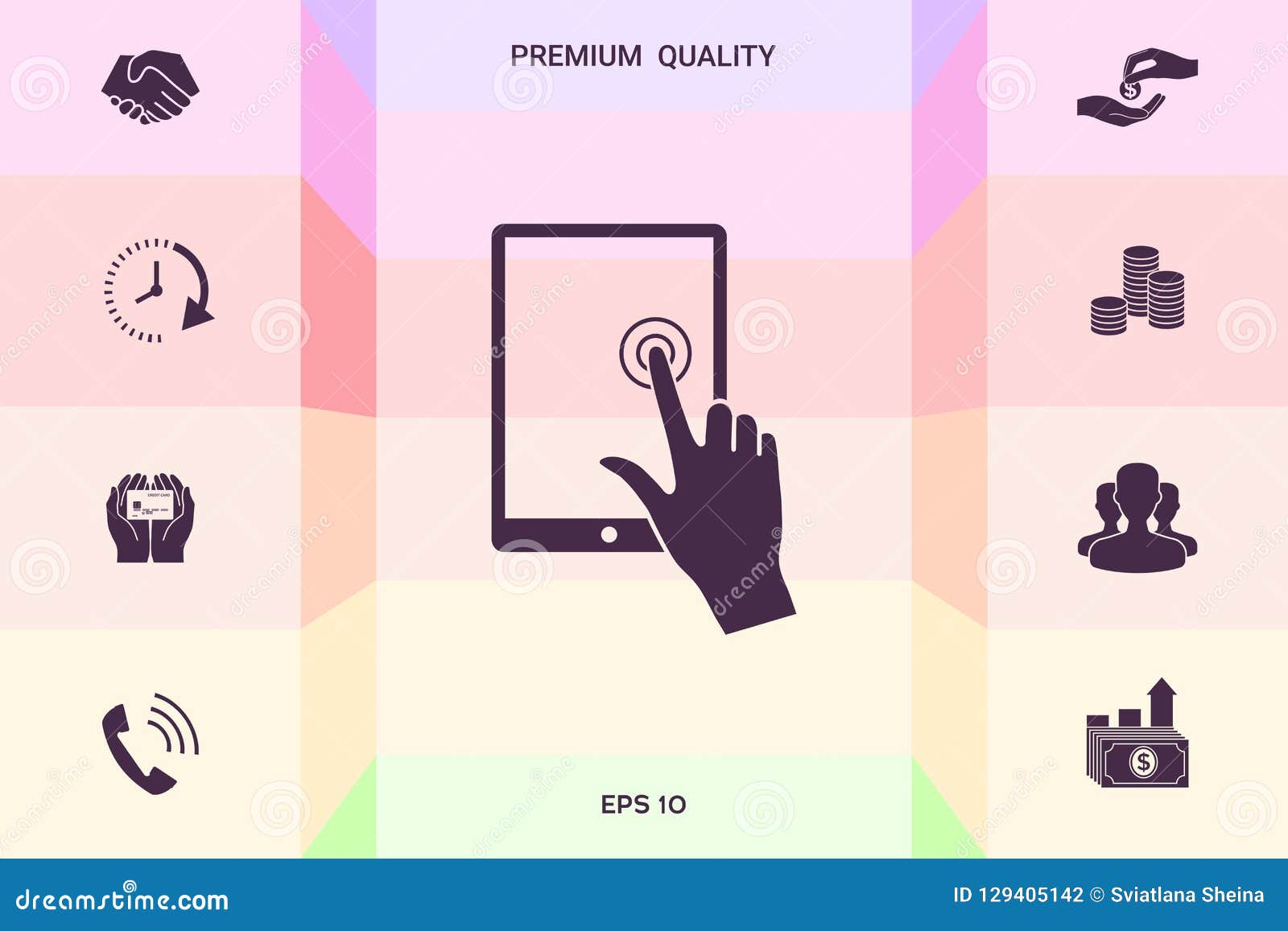 Touch Screen Tablet with Click Hand . Graphic Elements for Your Design ...