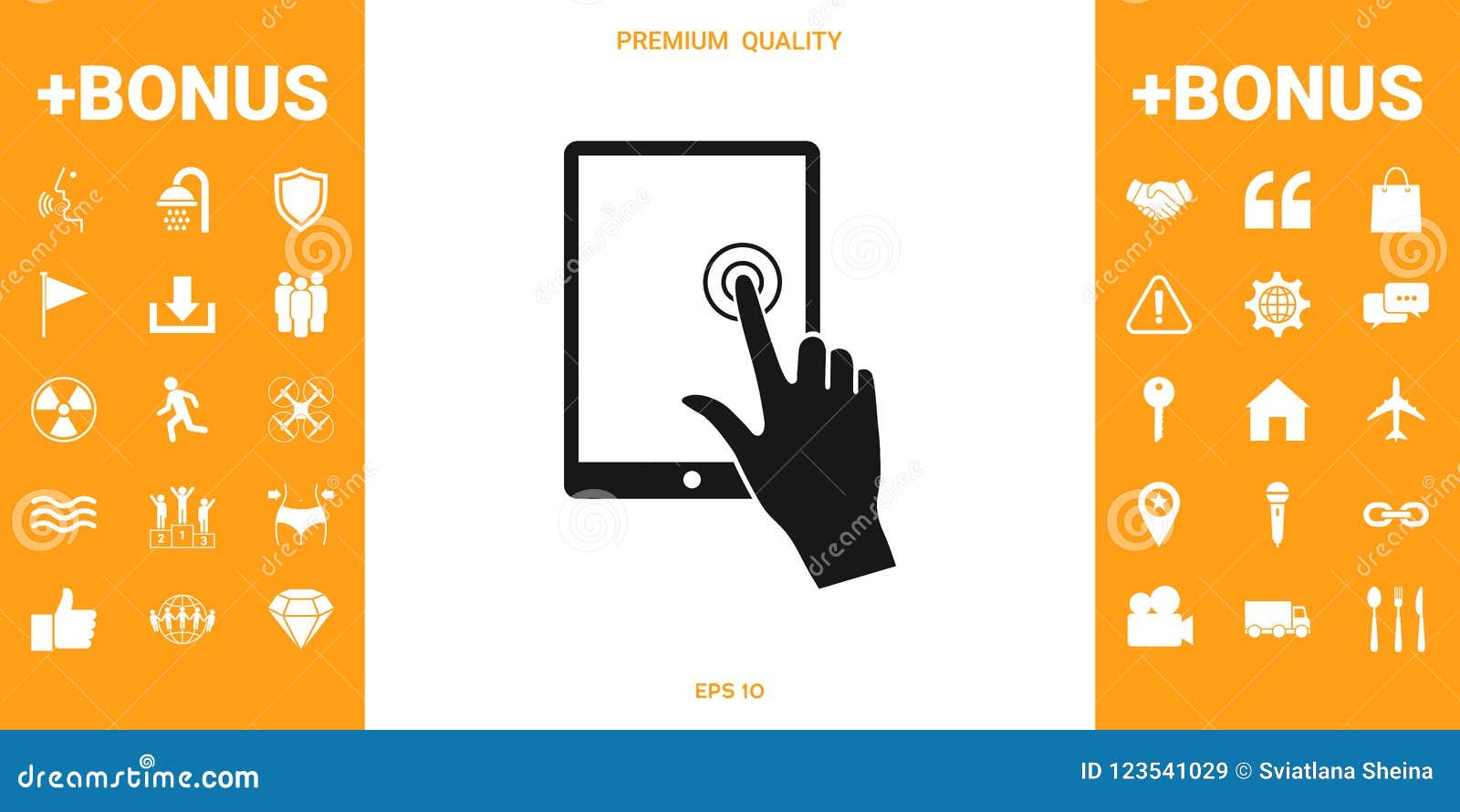 Touch Screen Tablet with Click Hand Stock Vector - Illustration of ...