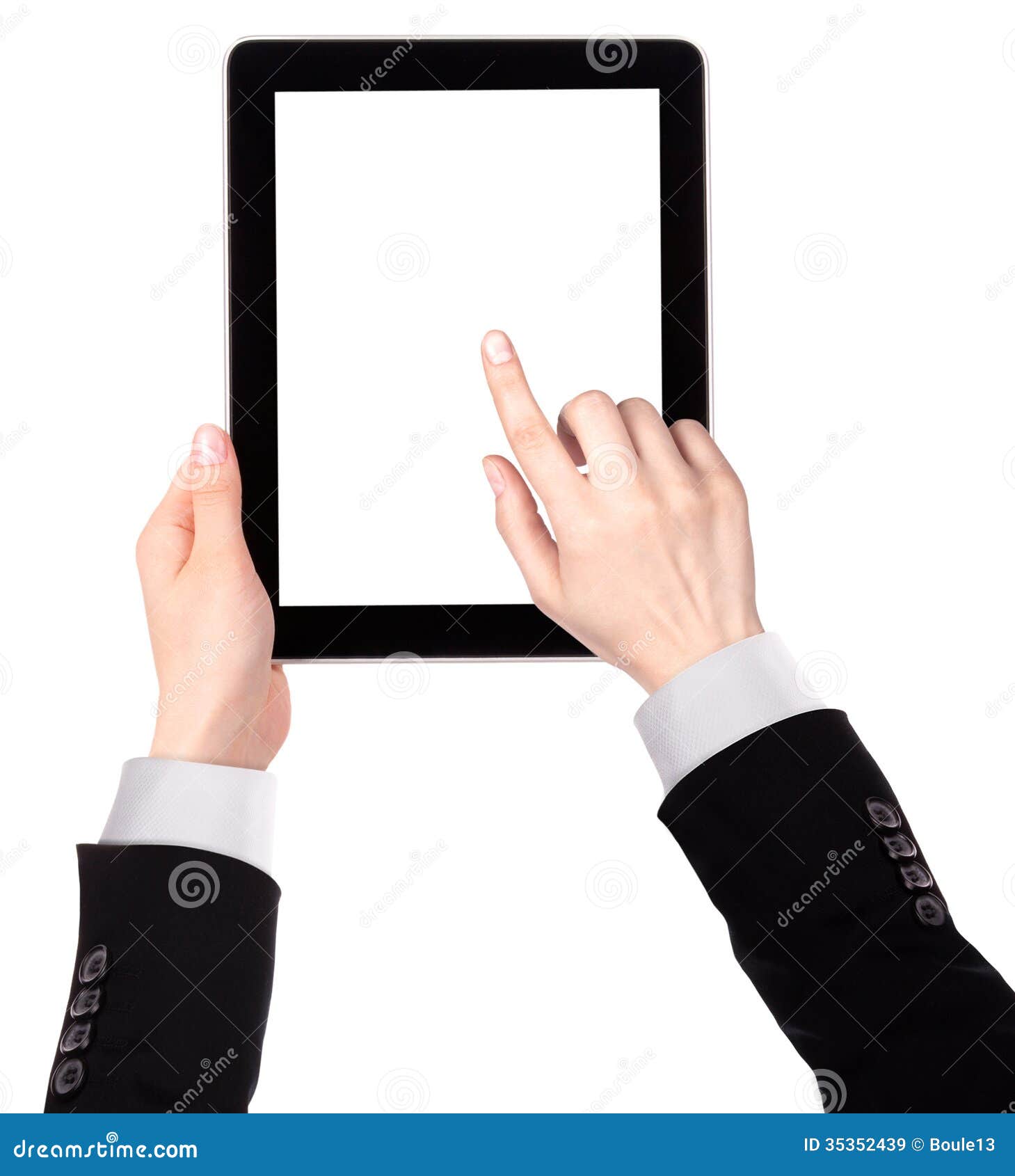 Touch Screen Tablet Computer with Hand Stock Image - Image of book ...