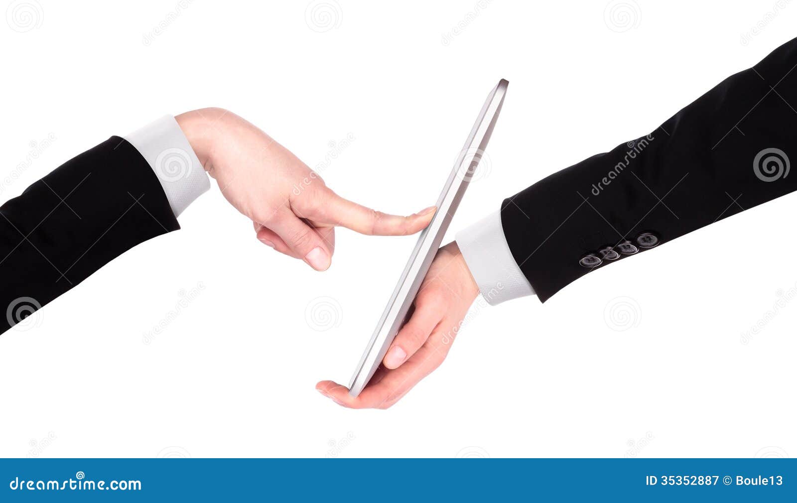 Touch Screen Tablet Computer with Hand Stock Image - Image of monitor ...