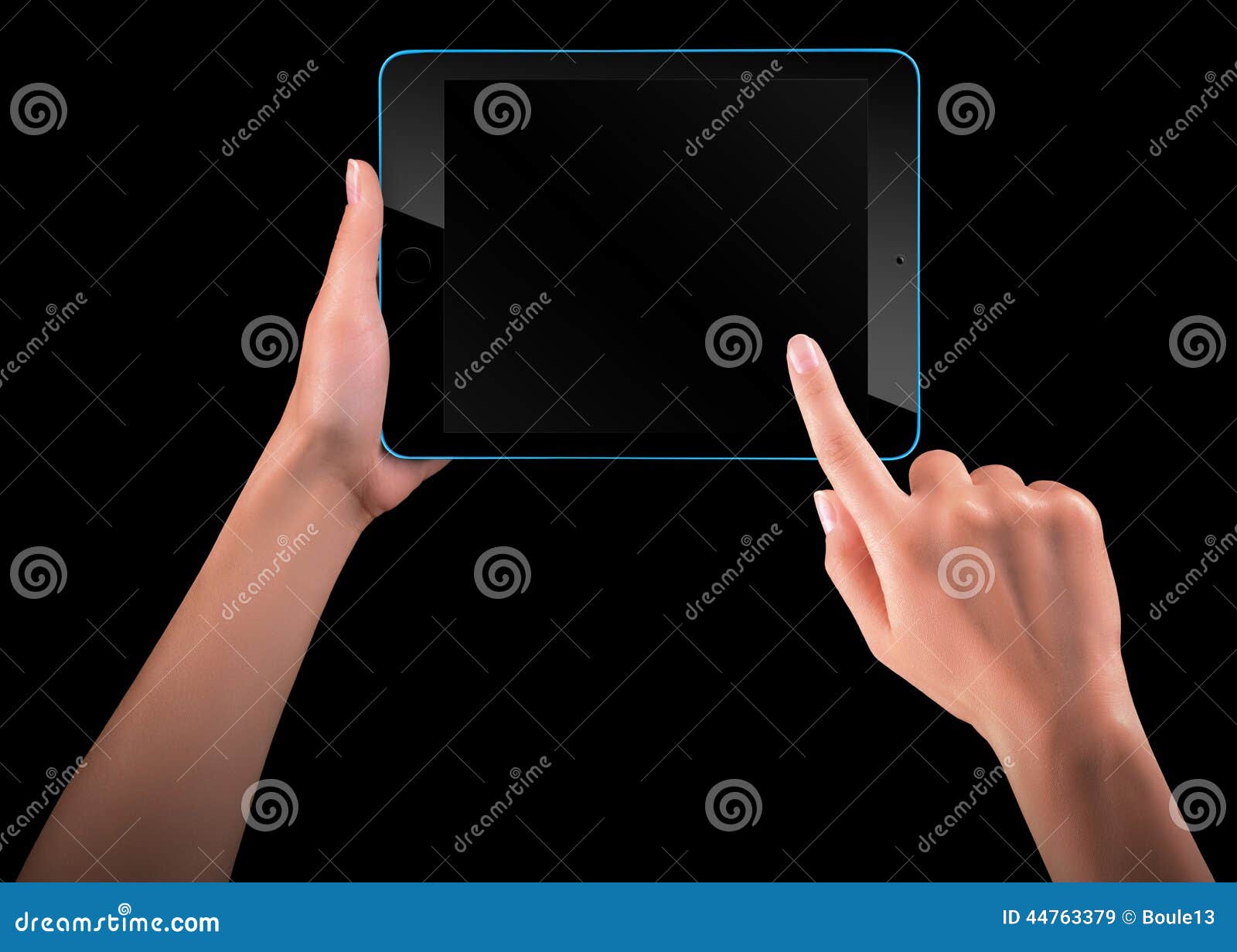 Touch Screen Tablet Computer with Hand Stock Image - Image of ...
