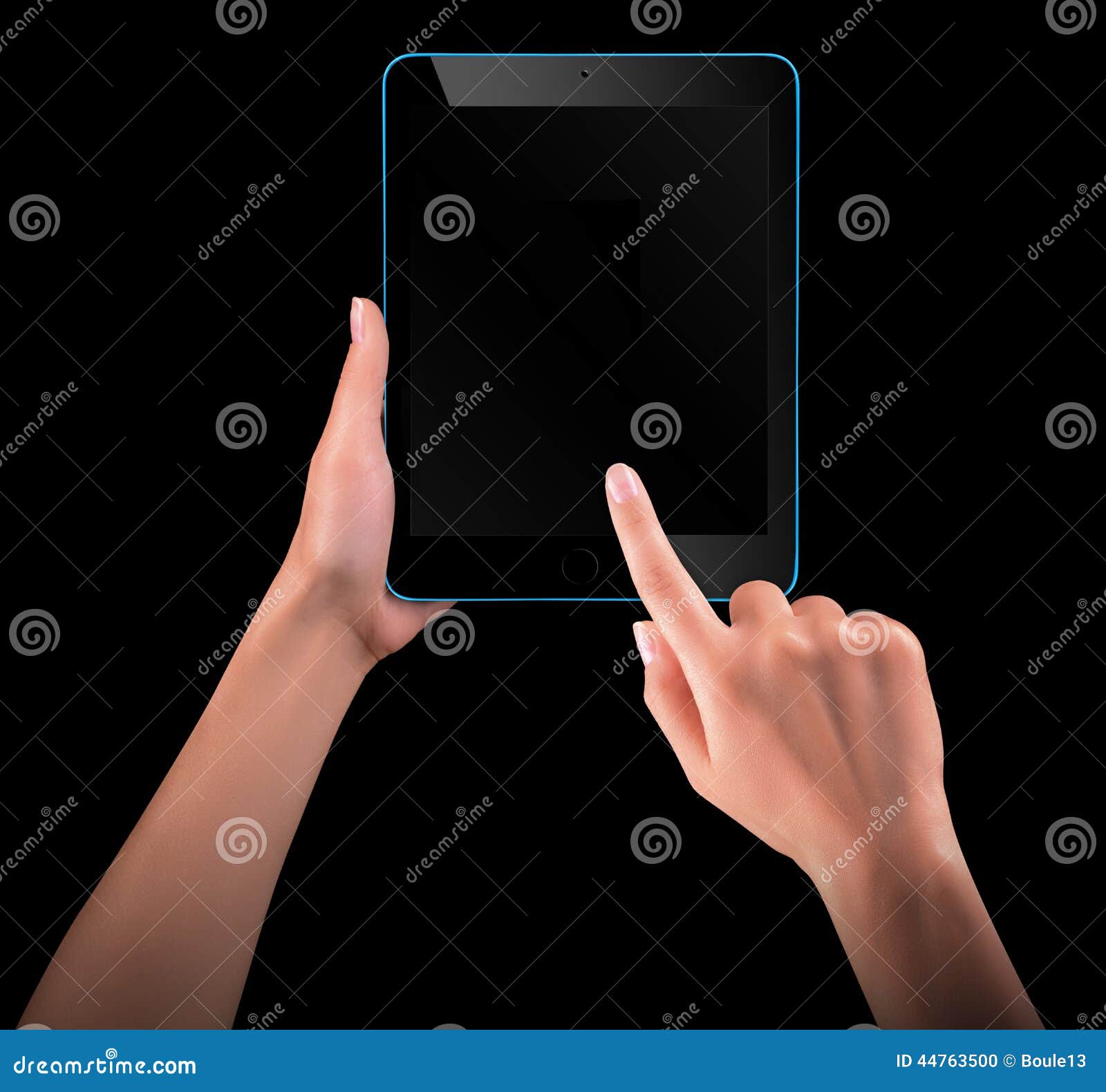 Touch Screen Tablet Computer with Hand Stock Photo - Image of black ...