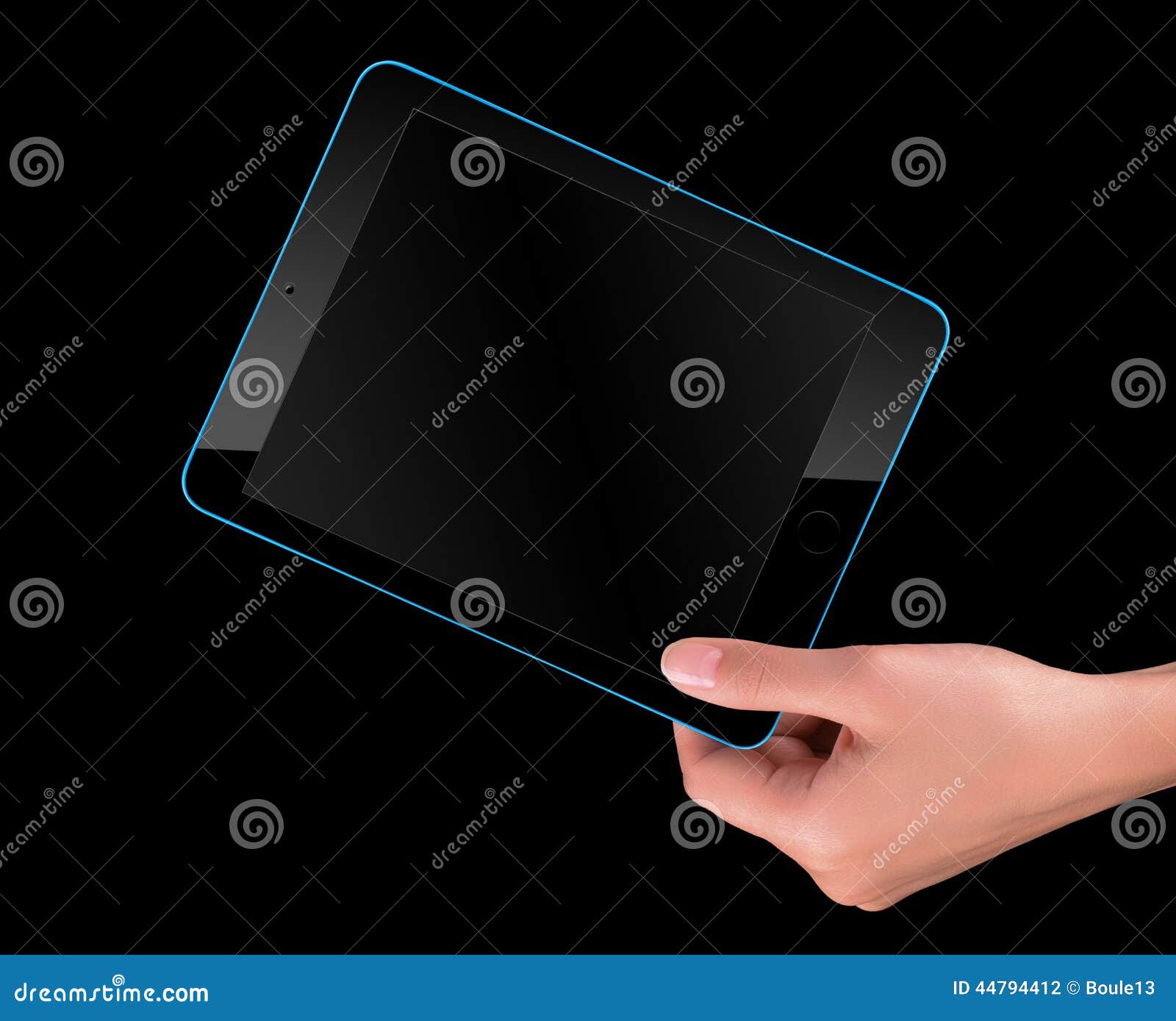 Touch Screen Tablet Computer with Hand Stock Photo - Image of book ...
