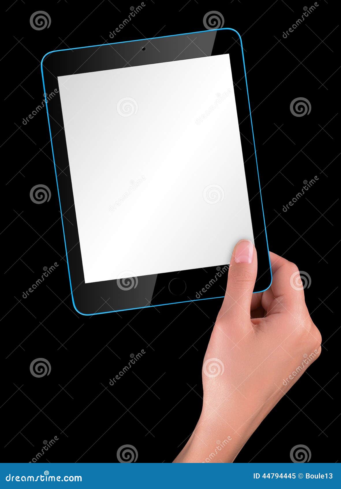 Touch Screen Tablet Computer with Hand Stock Image - Image of black ...