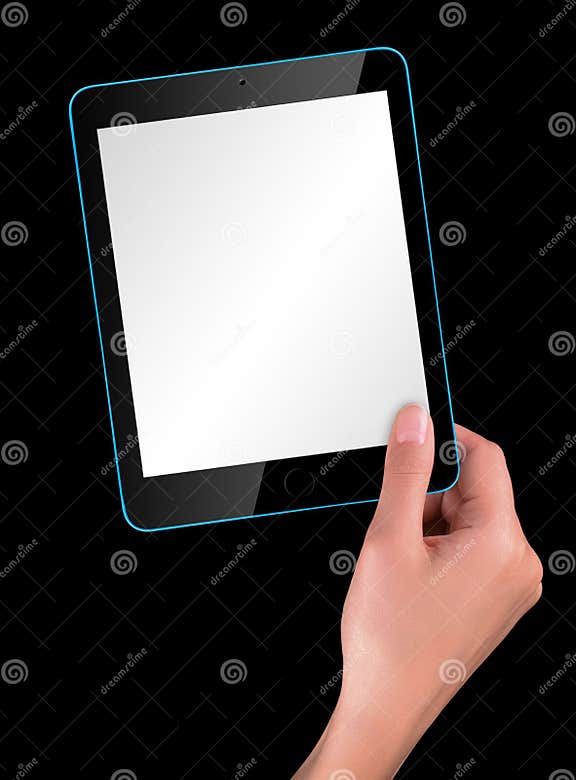 Touch Screen Tablet Computer with Hand Stock Image - Image of black ...