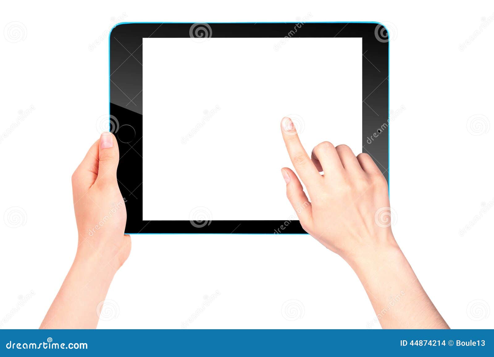 Touch Screen Tablet Computer with Hand Stock Photo - Image of equipment ...
