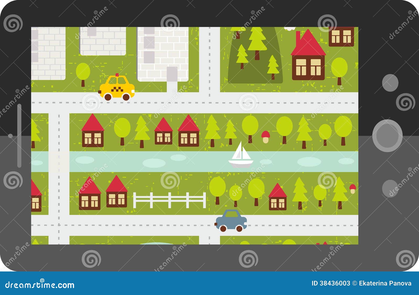 Touch Screen Tablet Gps with Cartoon Map. Stock Vector - Illustration ...