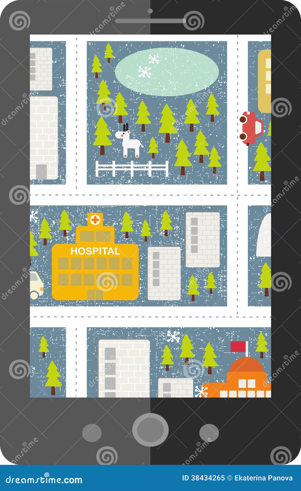 Touch Screen Tablet Gps with Winter Cartoon Map. Stock Vector ...