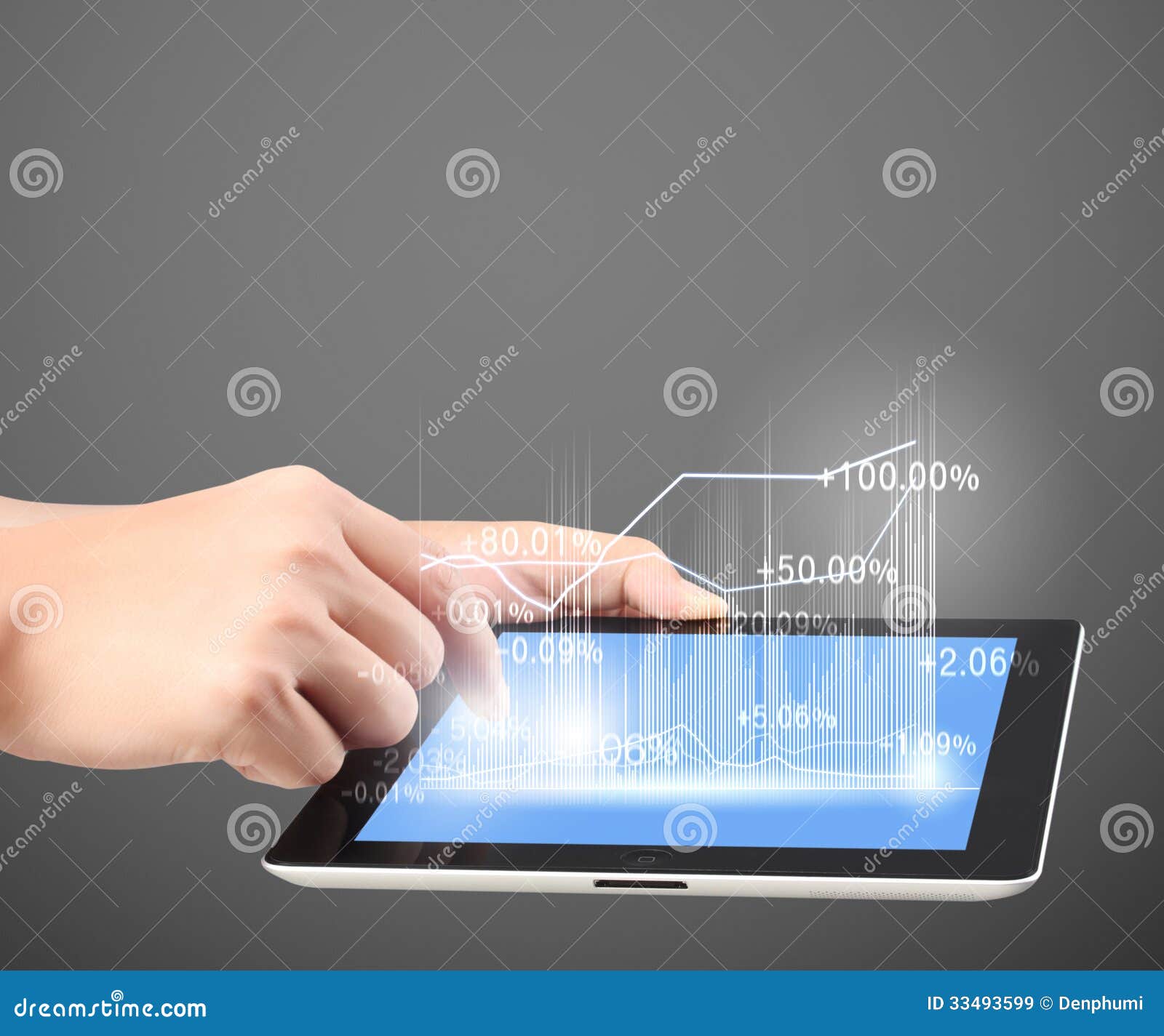 Touch Screen Tablet with Graph Stock Illustration - Illustration of ...
