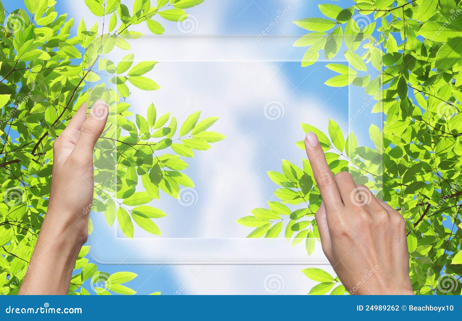 Touch Screen To Nature on Tablet Pc. Stock Photo - Image of mobile ...