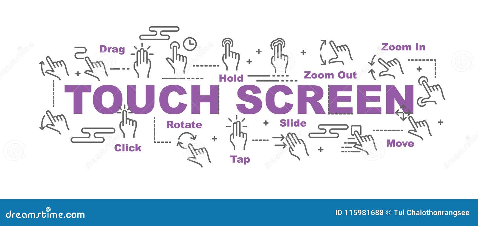 Touch screen vector banner stock vector. Illustration of hand - 115981688